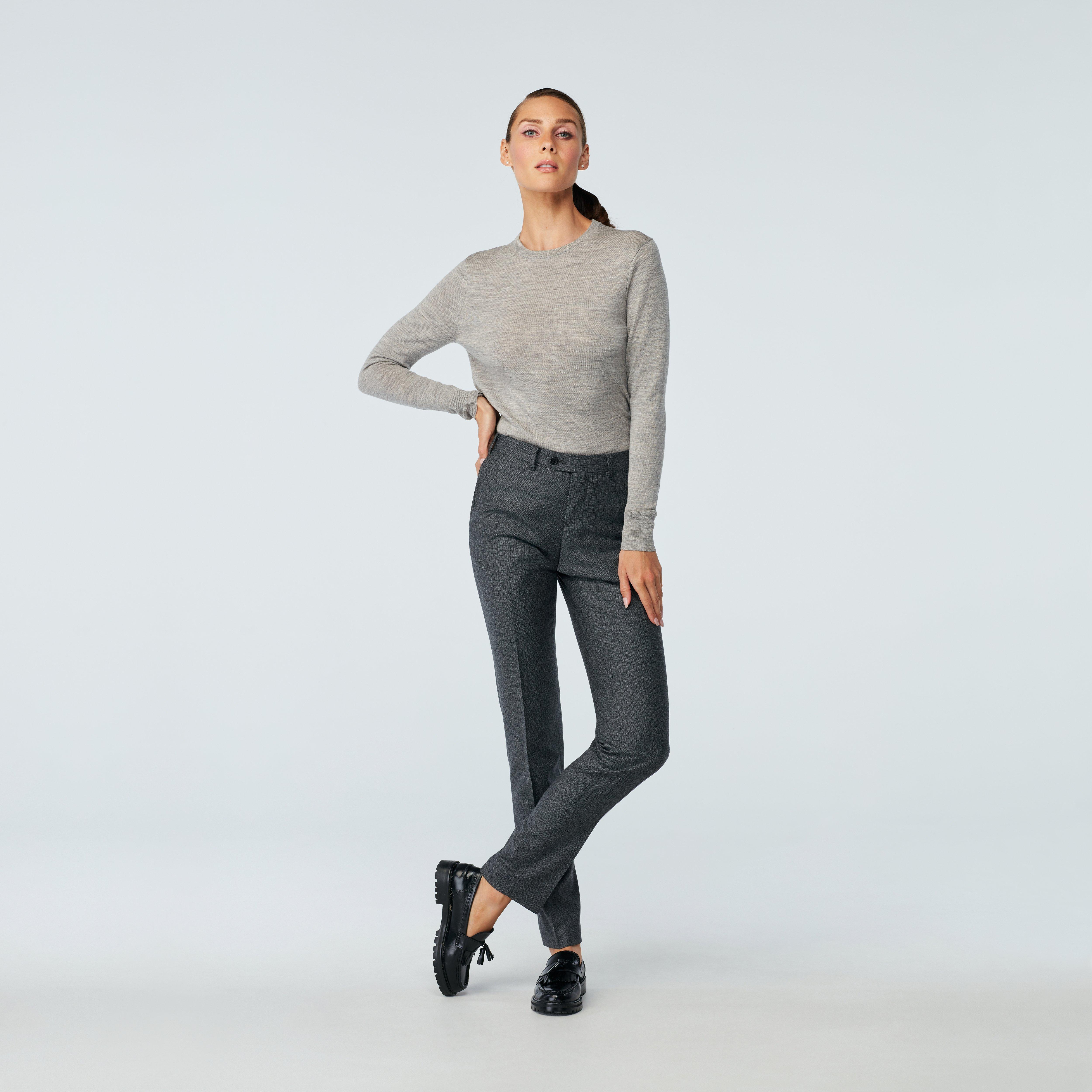 Custom Pants Made For You - Motta Basketweave Charcoal Pants Women ...