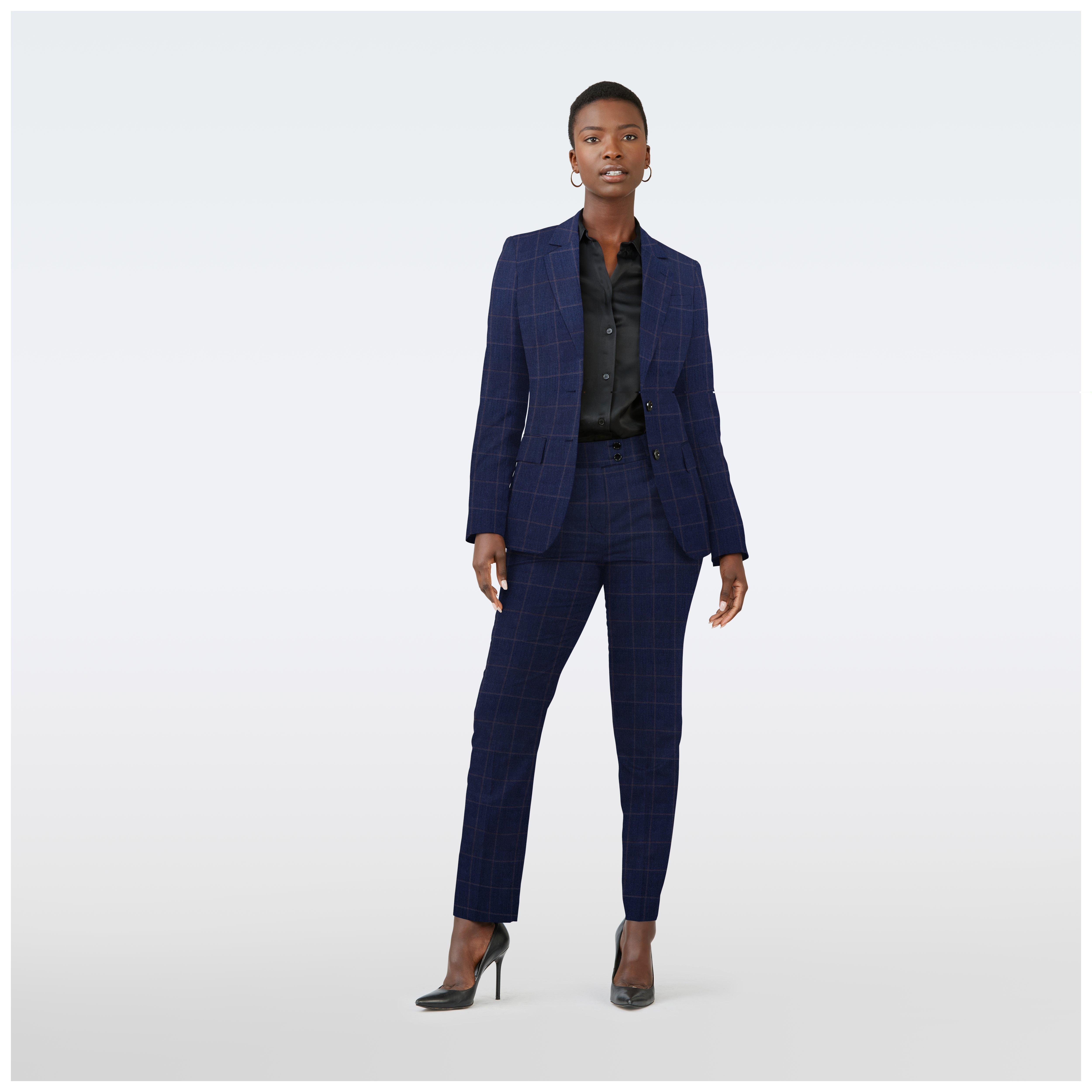 Custom Blazers Made For You - Grove Windowpane Blue Blazer Women ...