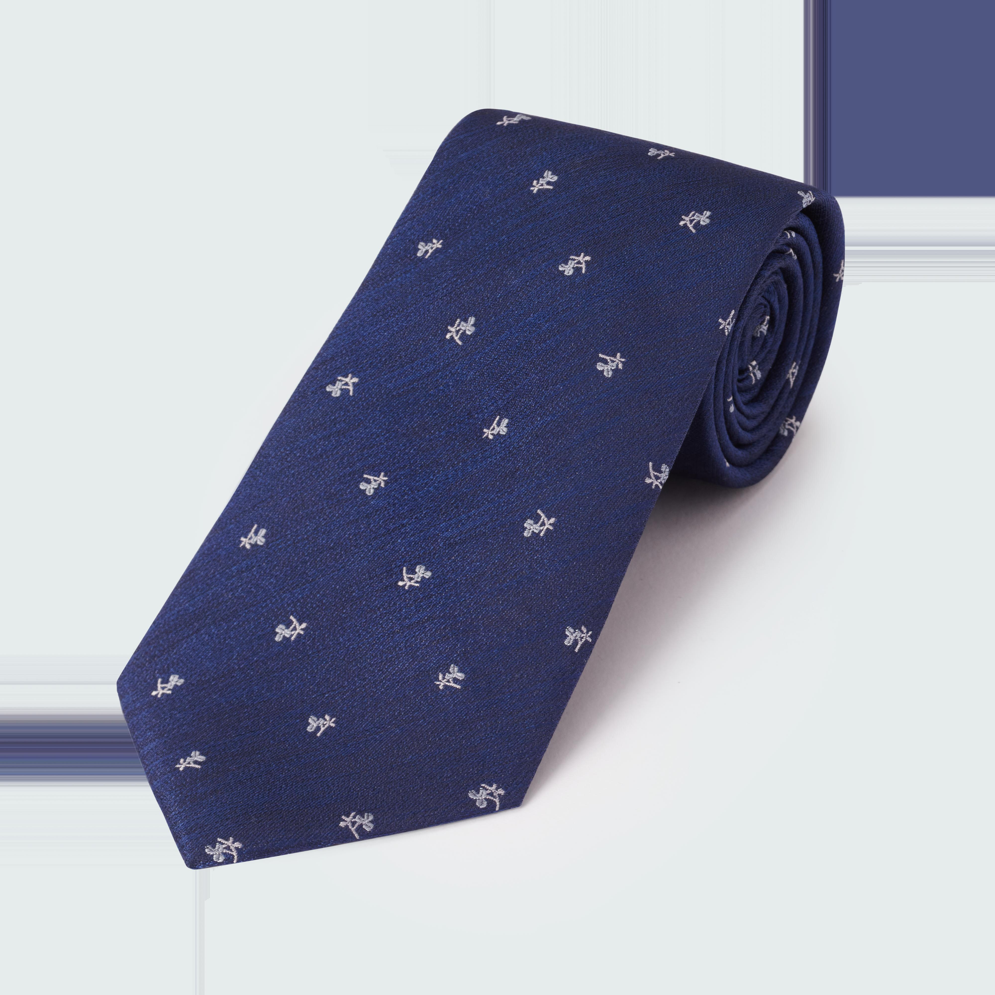 Navy Floral Silk Tie