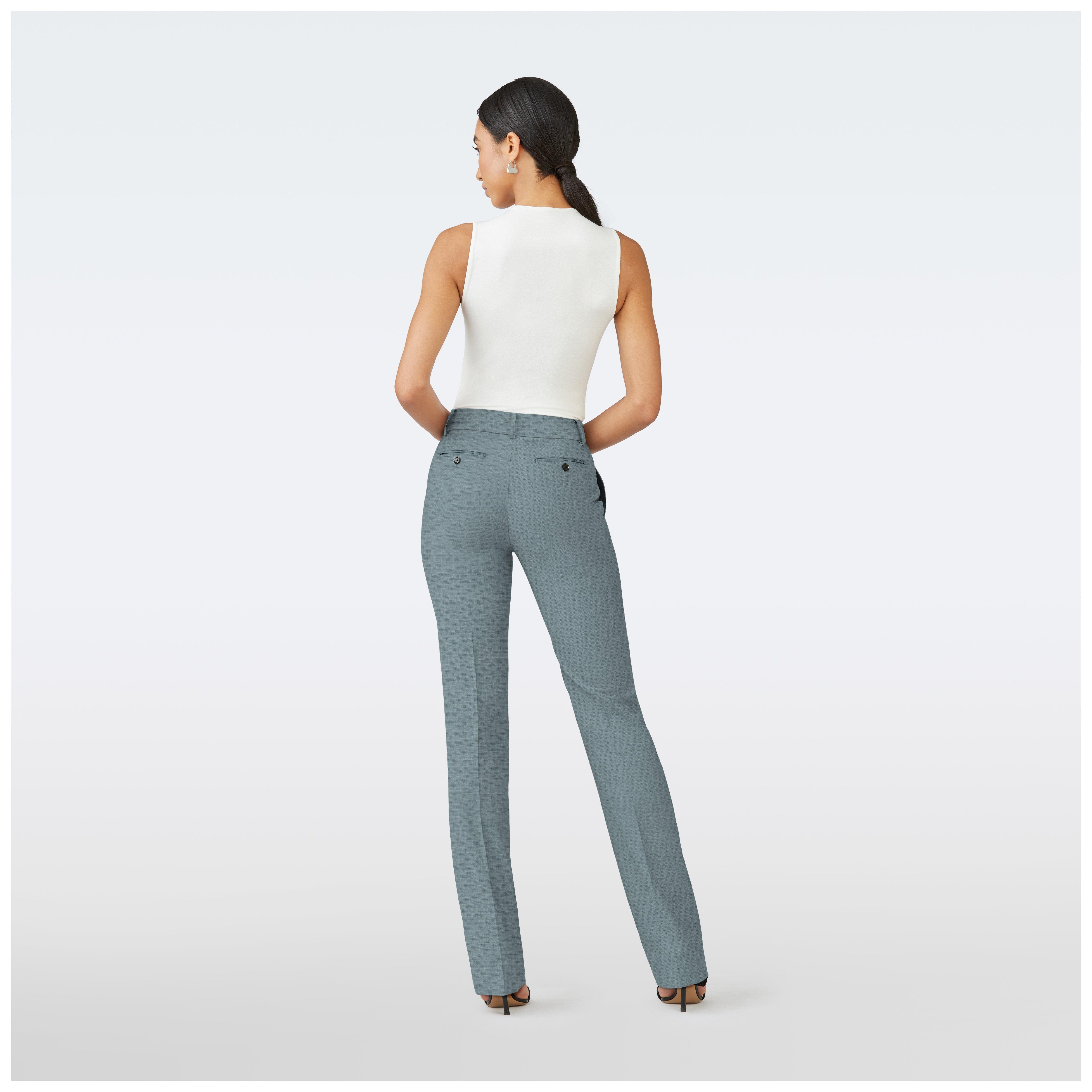 Custom Pants Made For You - Norwich Wool Stretch Stone Blue Pants Women ...