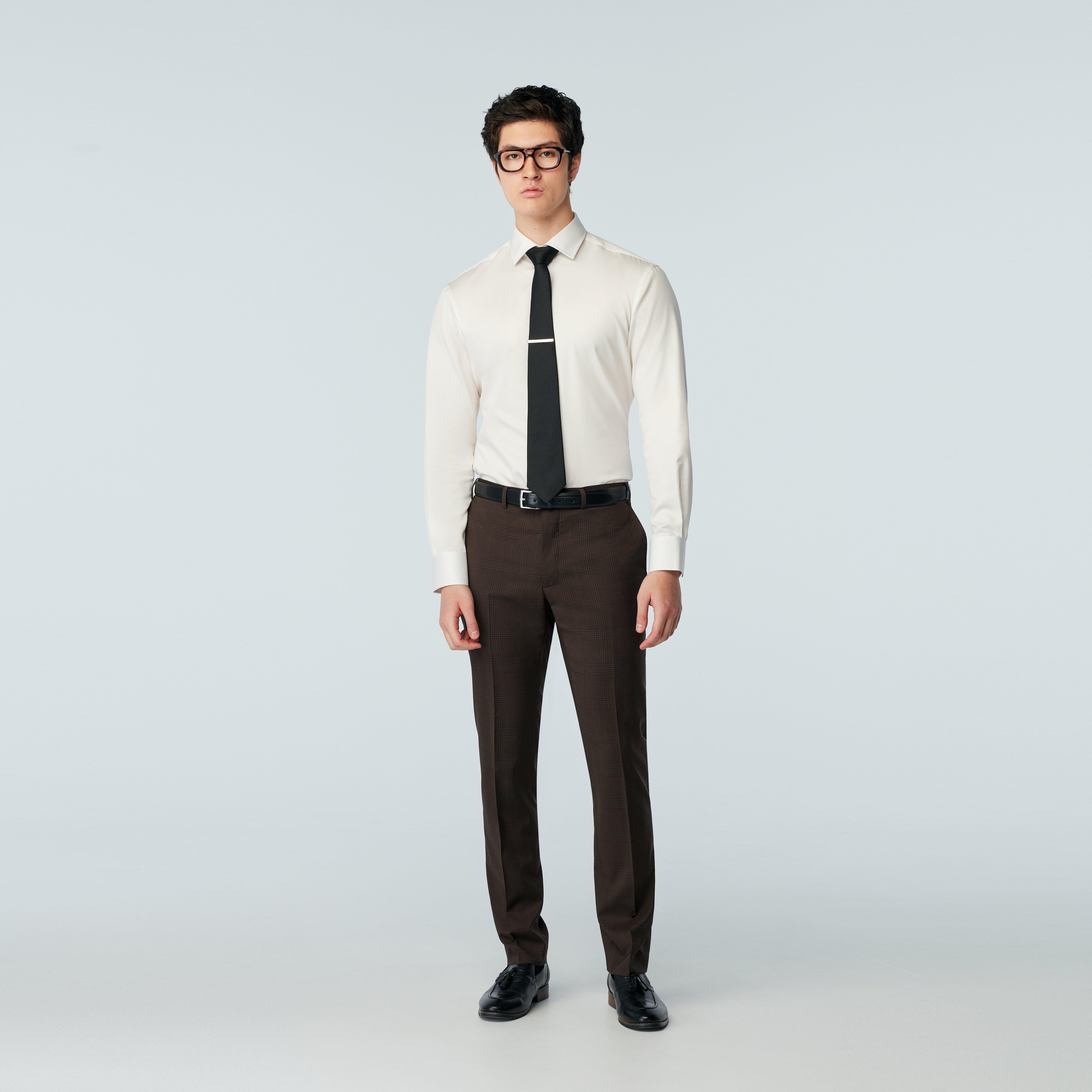 Men's Custom Pants - Milano Glen Check Brown Pants | INDOCHINO
