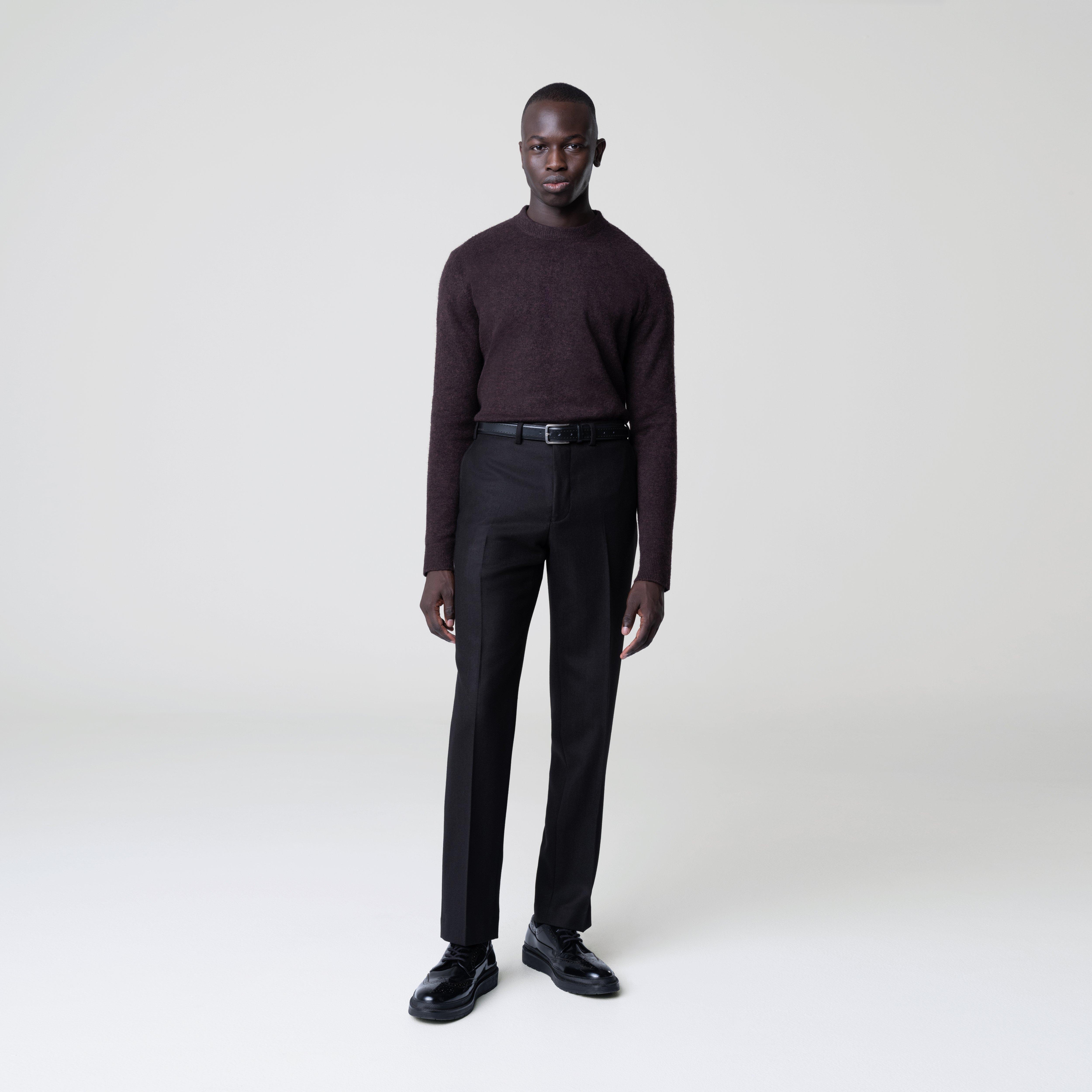 Men's Custom Pants - Jubilee Wide Herringbone Black Pants | INDOCHINO
