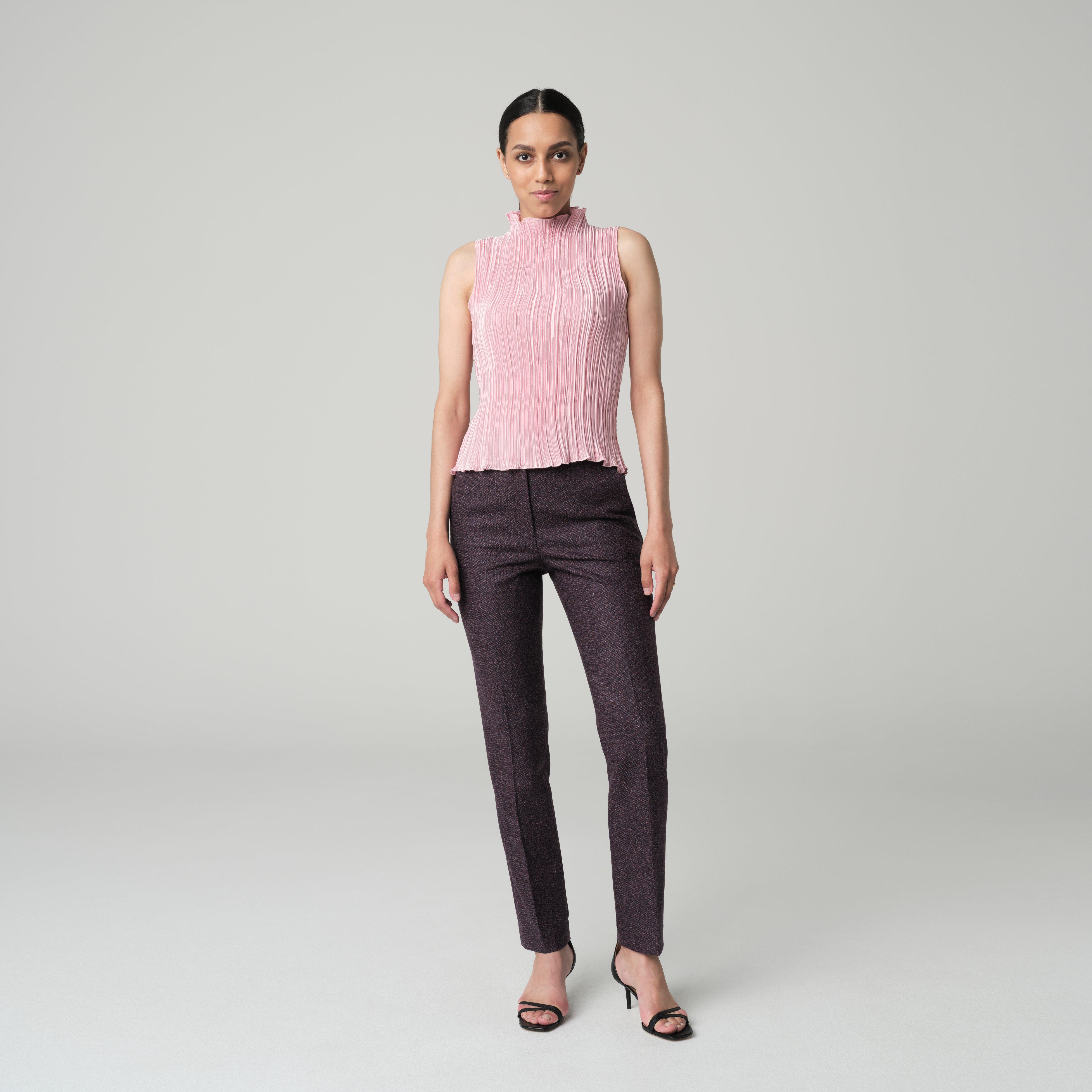 Women's Custom Pants - Newbridge Tweed Wool Stretch Midnight Plum Pants ...
