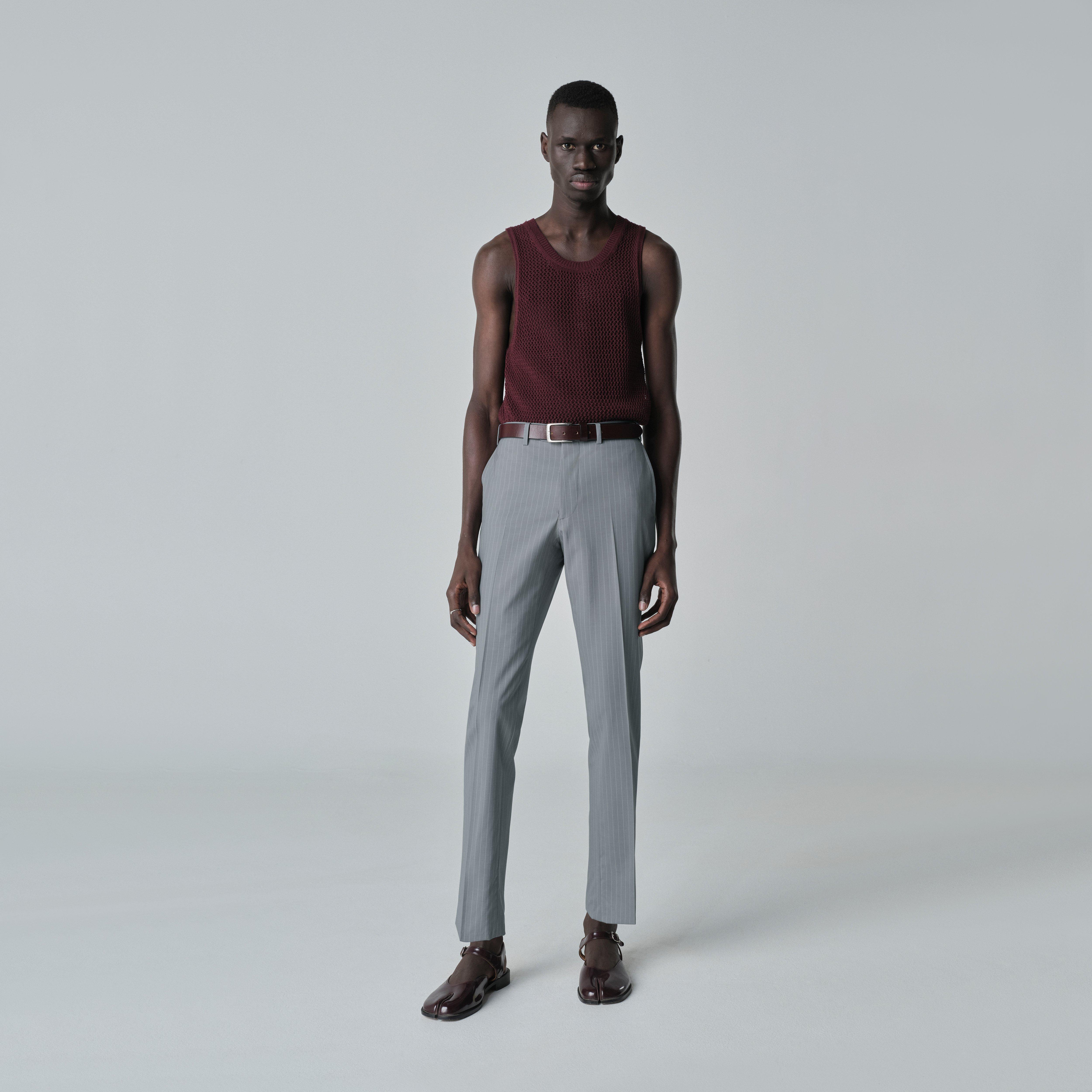Men's Custom Pants - Howell Wool Stretch Fineline Gray Pants | INDOCHINO