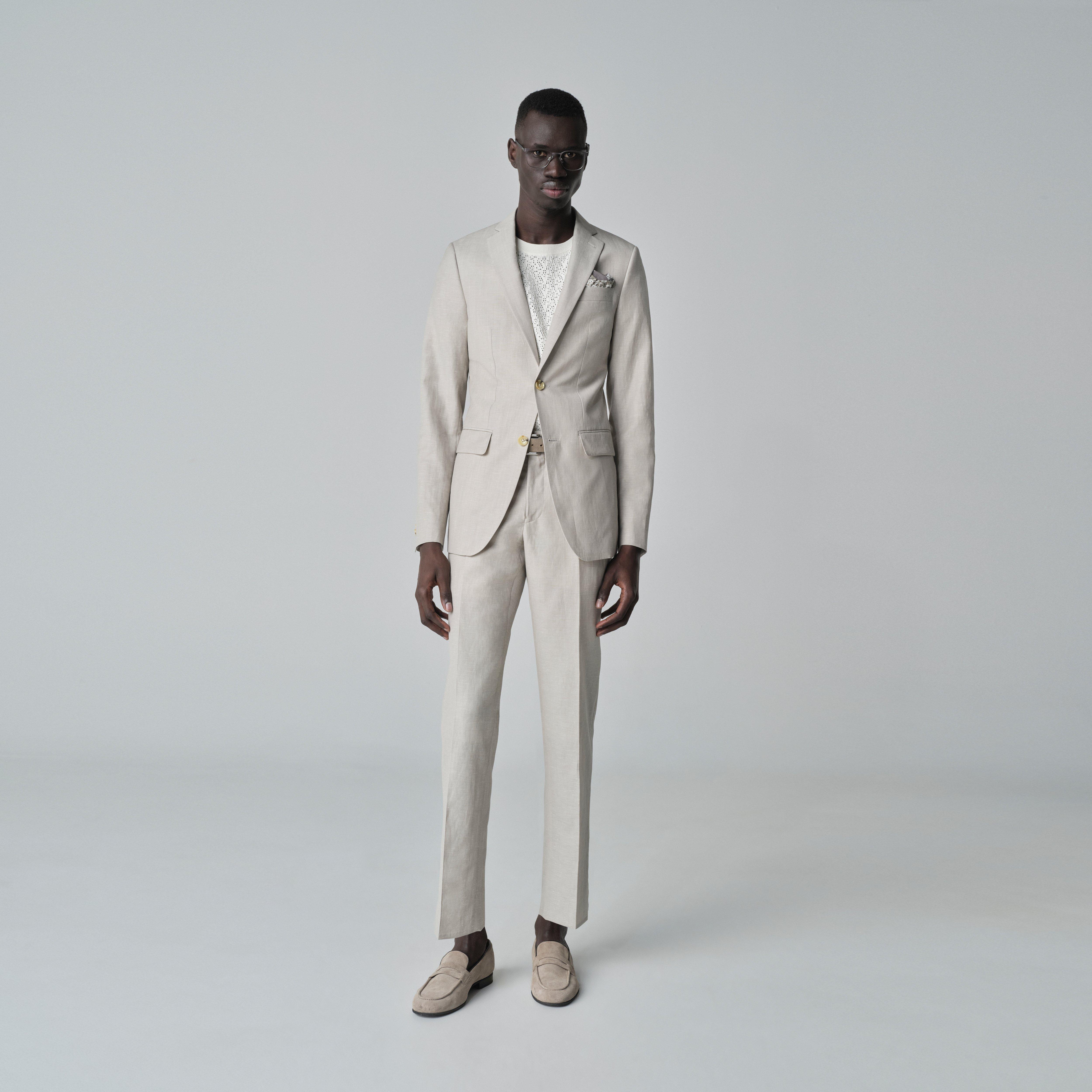 Men's Custom Blazers - Minori Wool Linen Cream Blazer | INDOCHINO