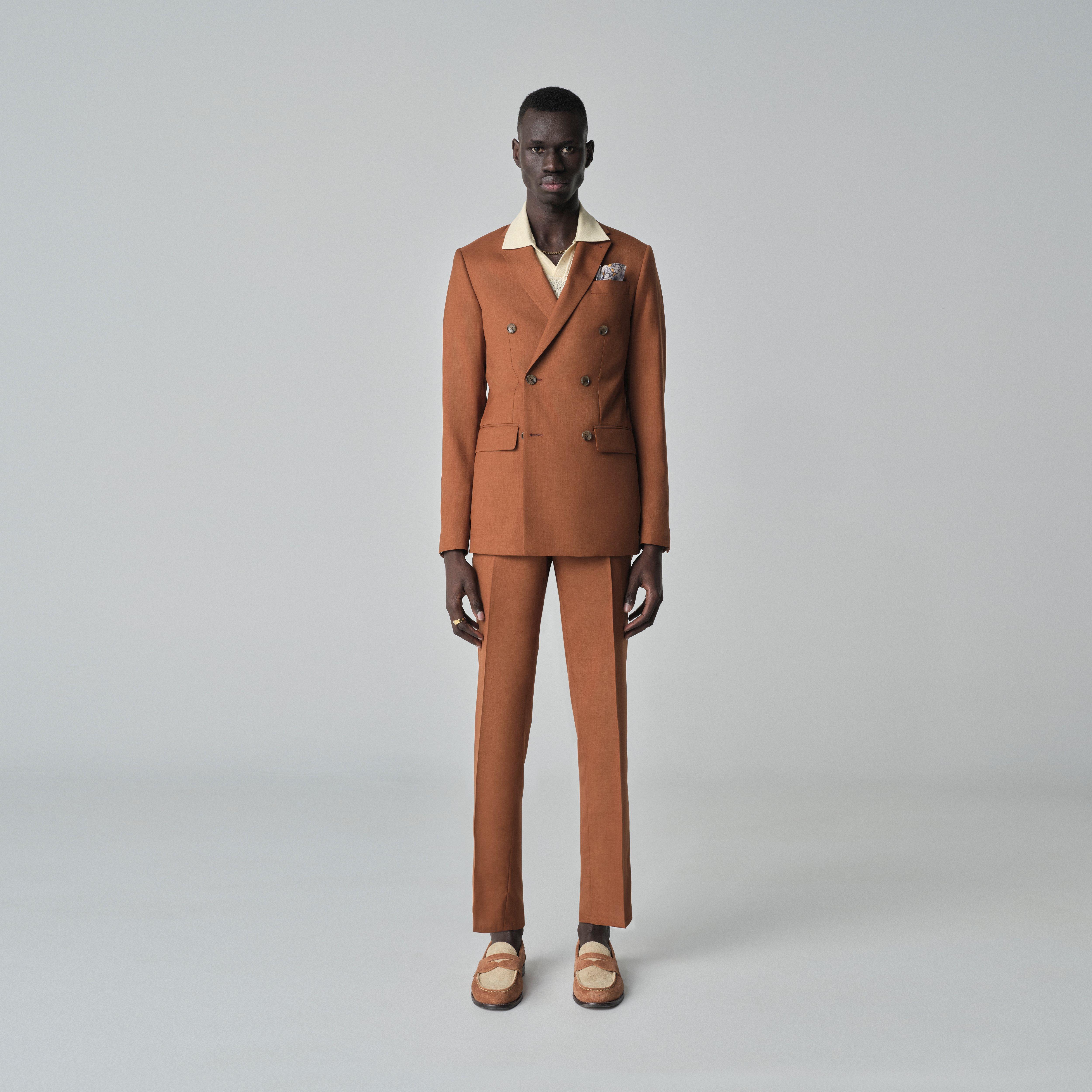 Men's Custom Suits - Odell Wool Silk Rust Suit | INDOCHINO