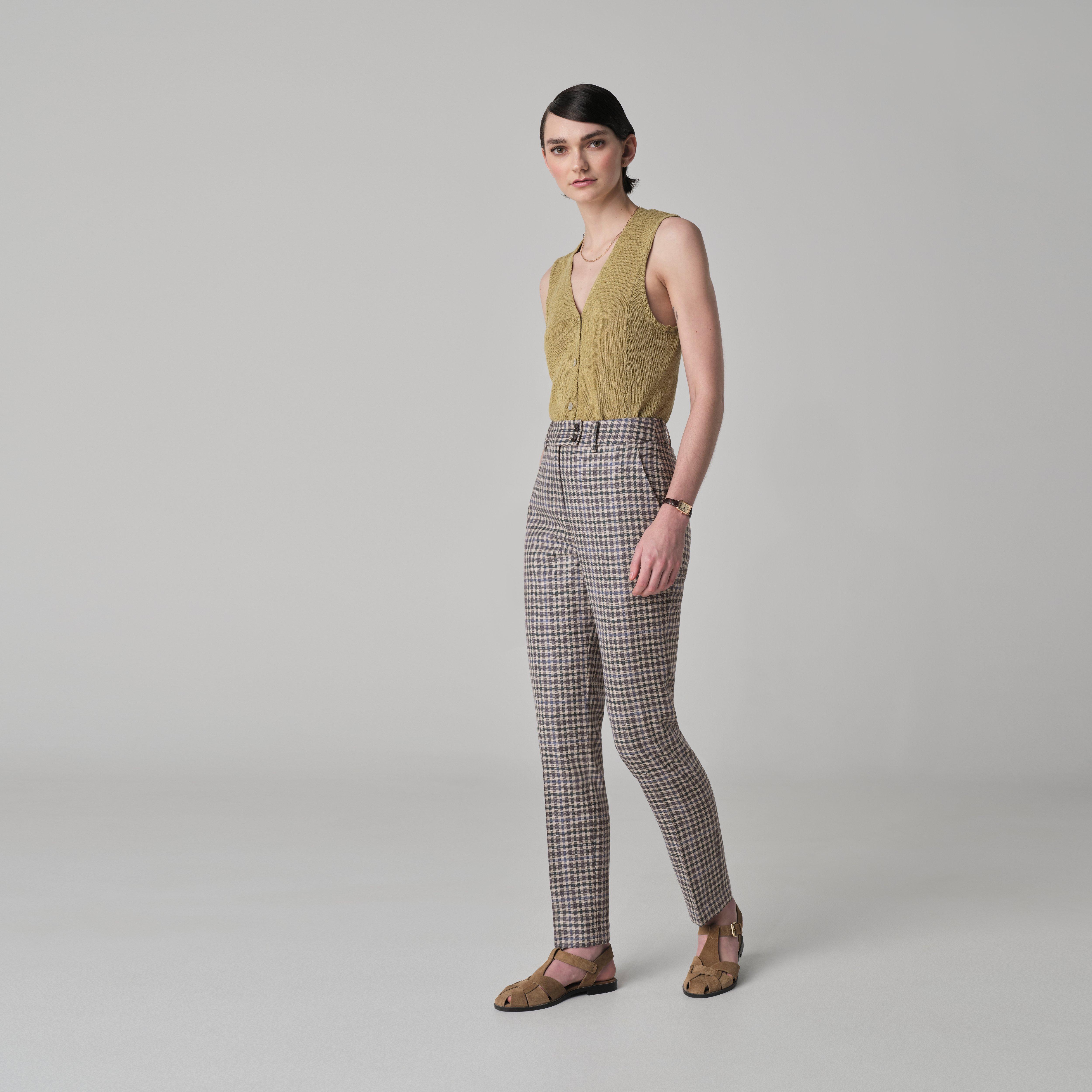 Women's Custom Pants - Quadring Check Blue Pants Women| INDOCHINO
