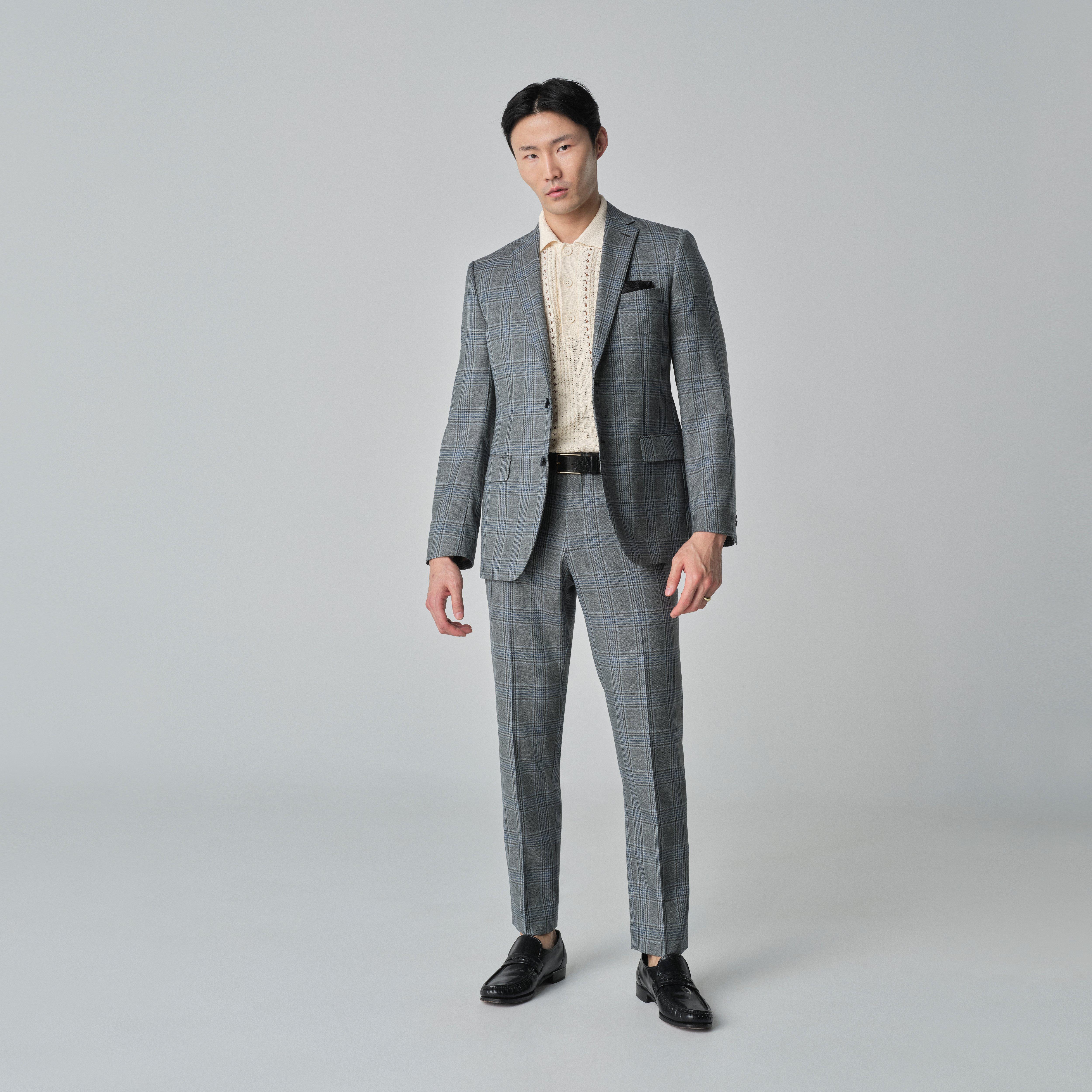 Men's Custom Blazers - Quadring Glen Check Sage Blazer | INDOCHINO