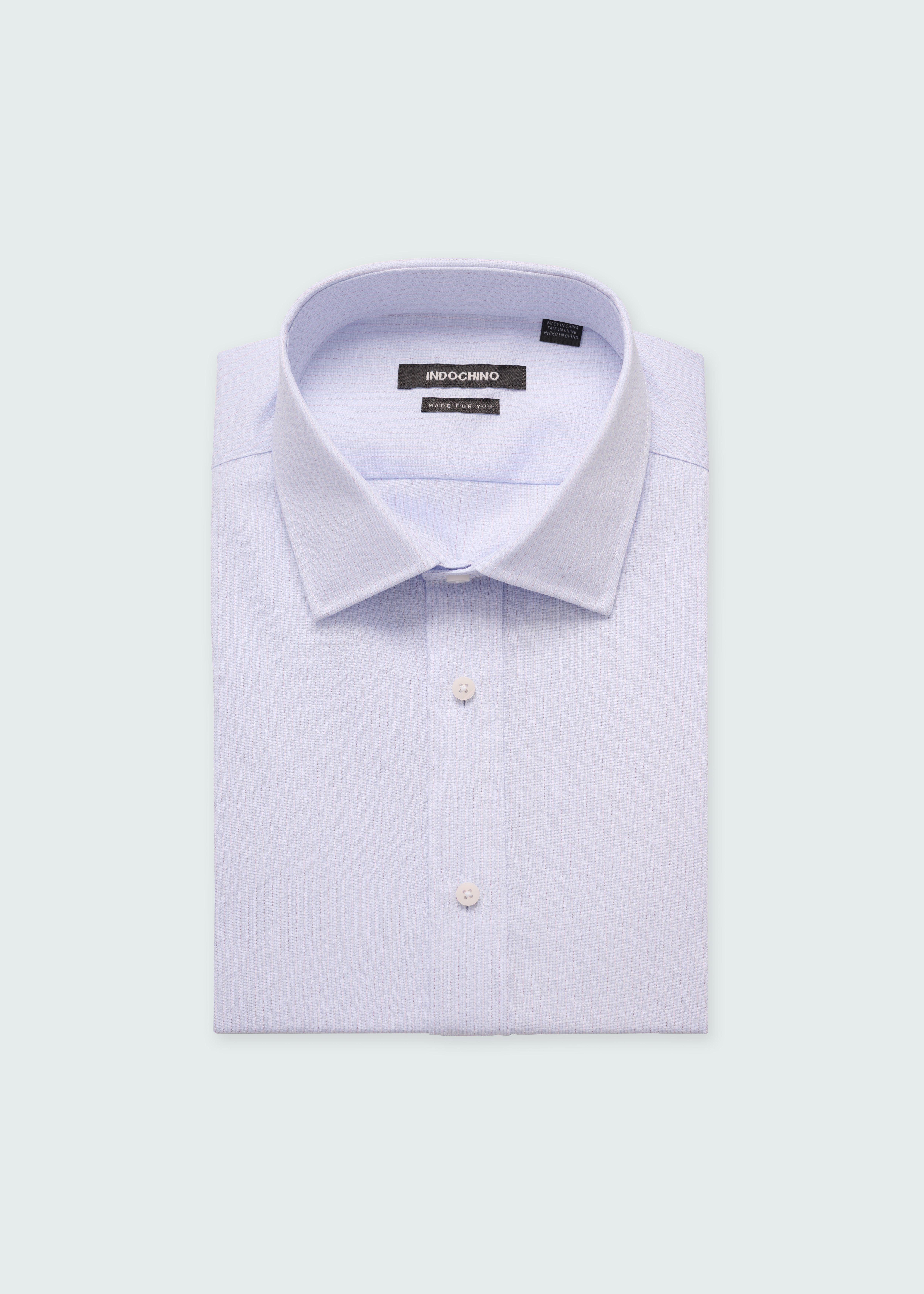 Men's Dress Shirts - Queenhill Vintage Wave Pattern Light Blue Shirt ...