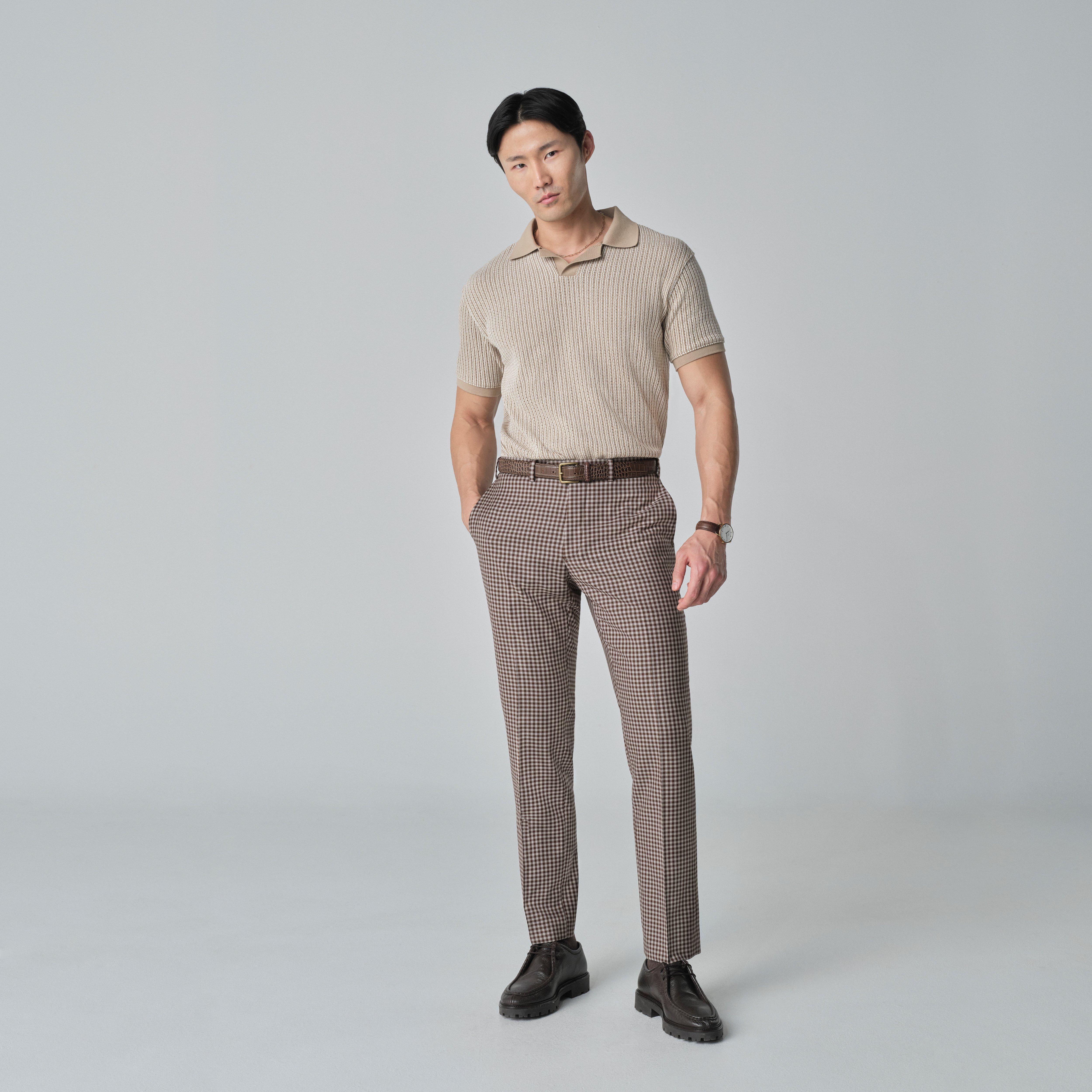 Men's Custom Pants - Quidhampton Check Brown Pants | INDOCHINO