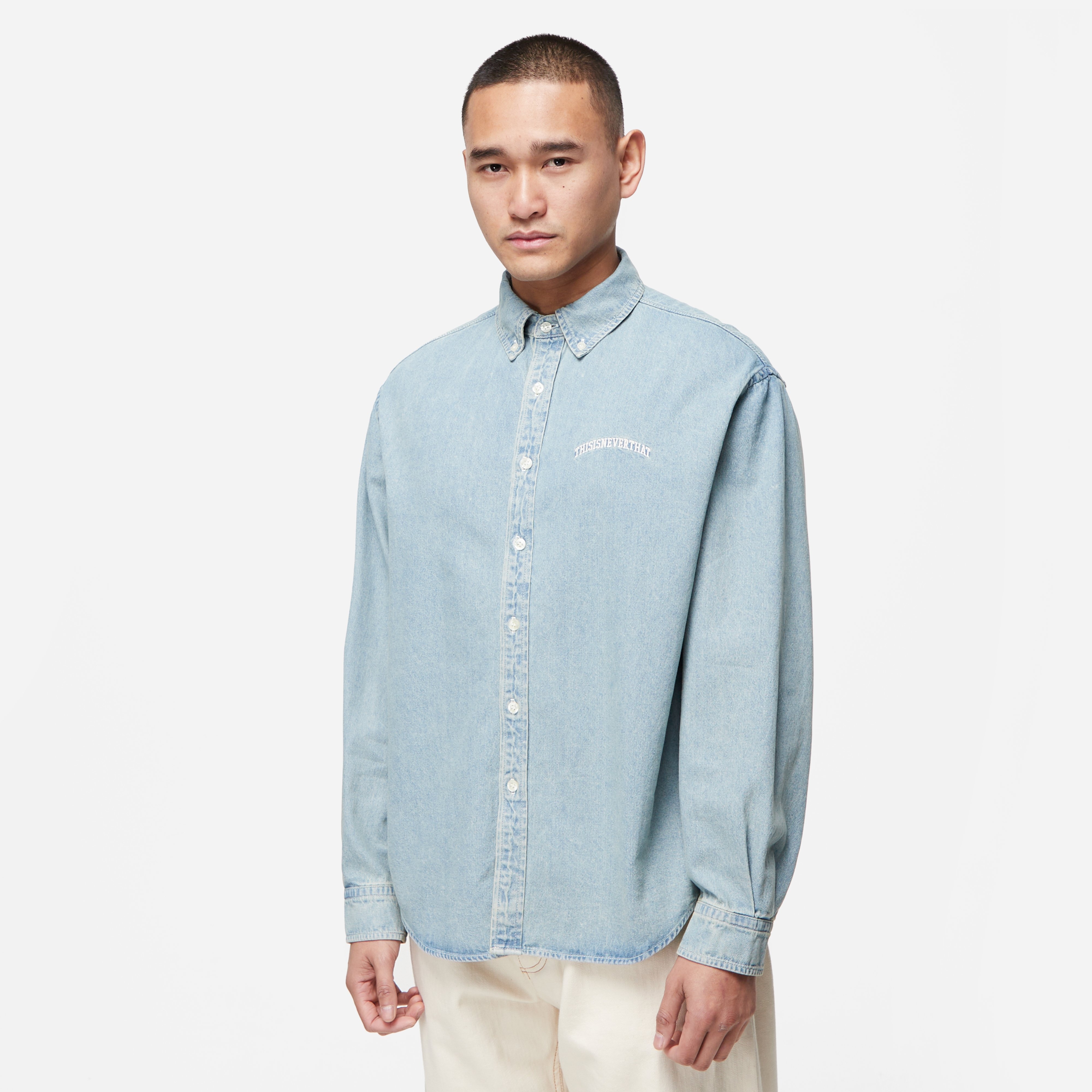 Blue Thisisneverthat Washed Denim Shirt | HIP