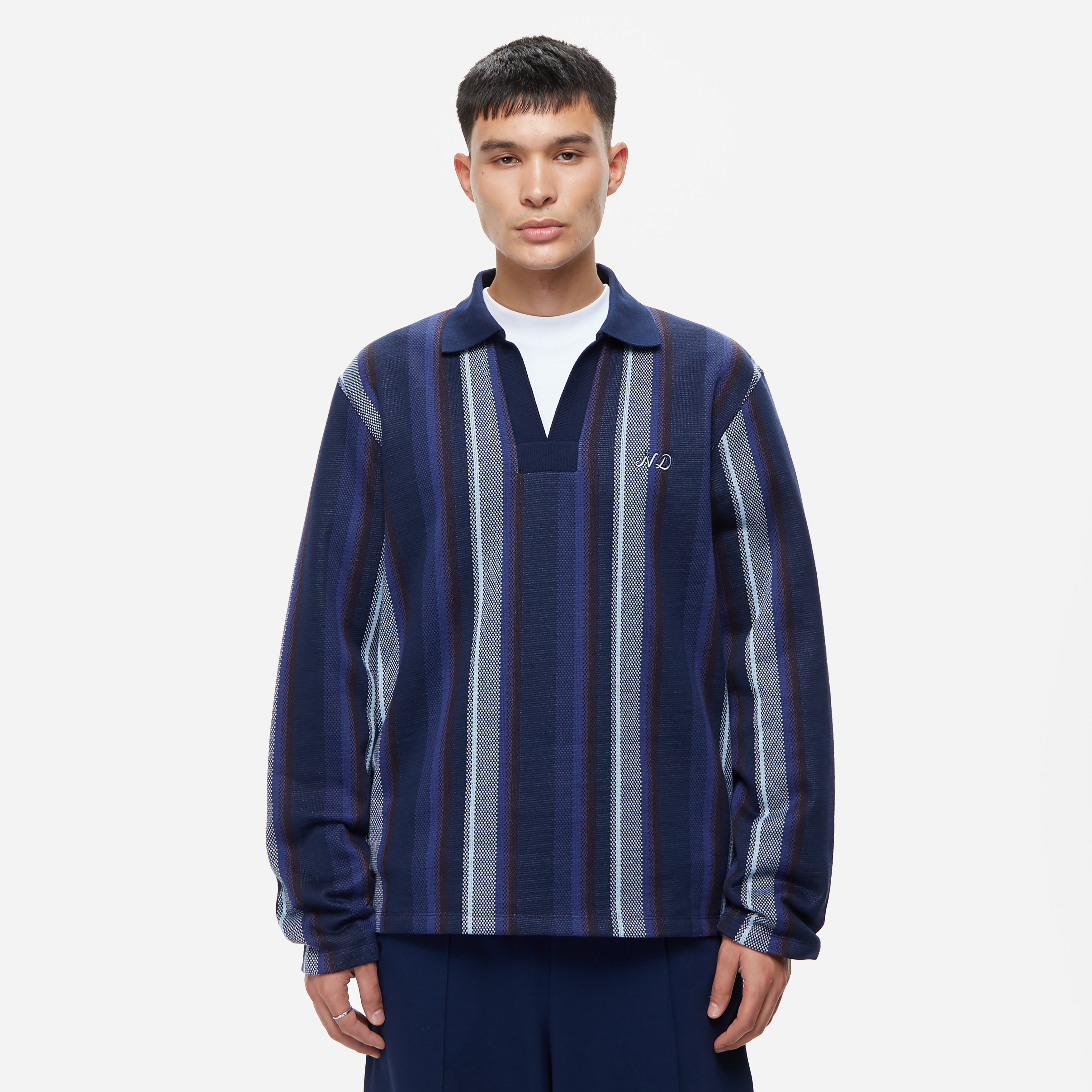 Blue Nicholas Daley Long Sleeve Stripe Polo | HIP