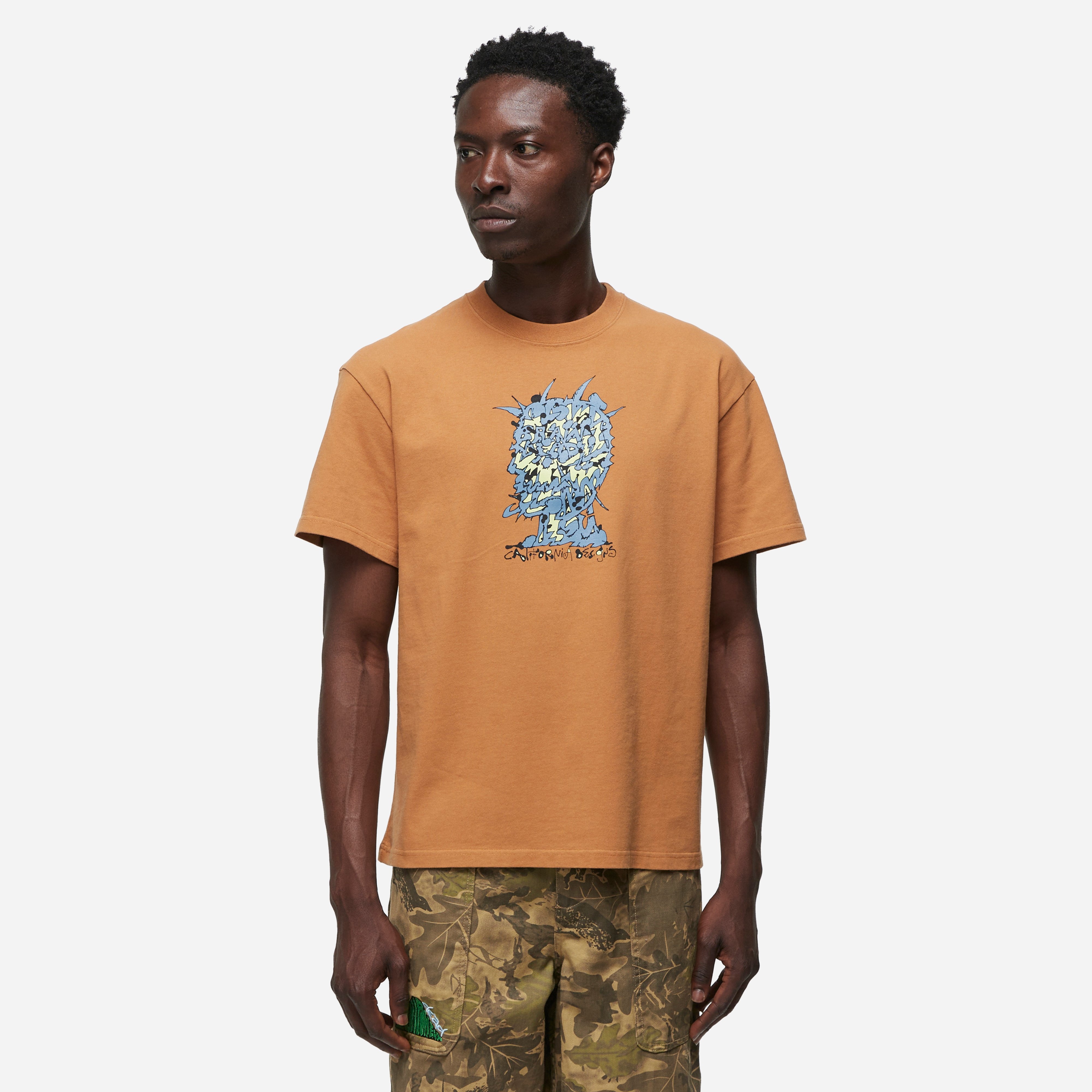 Orange Brain Dead Scrambled Head T-Shirt | HIP