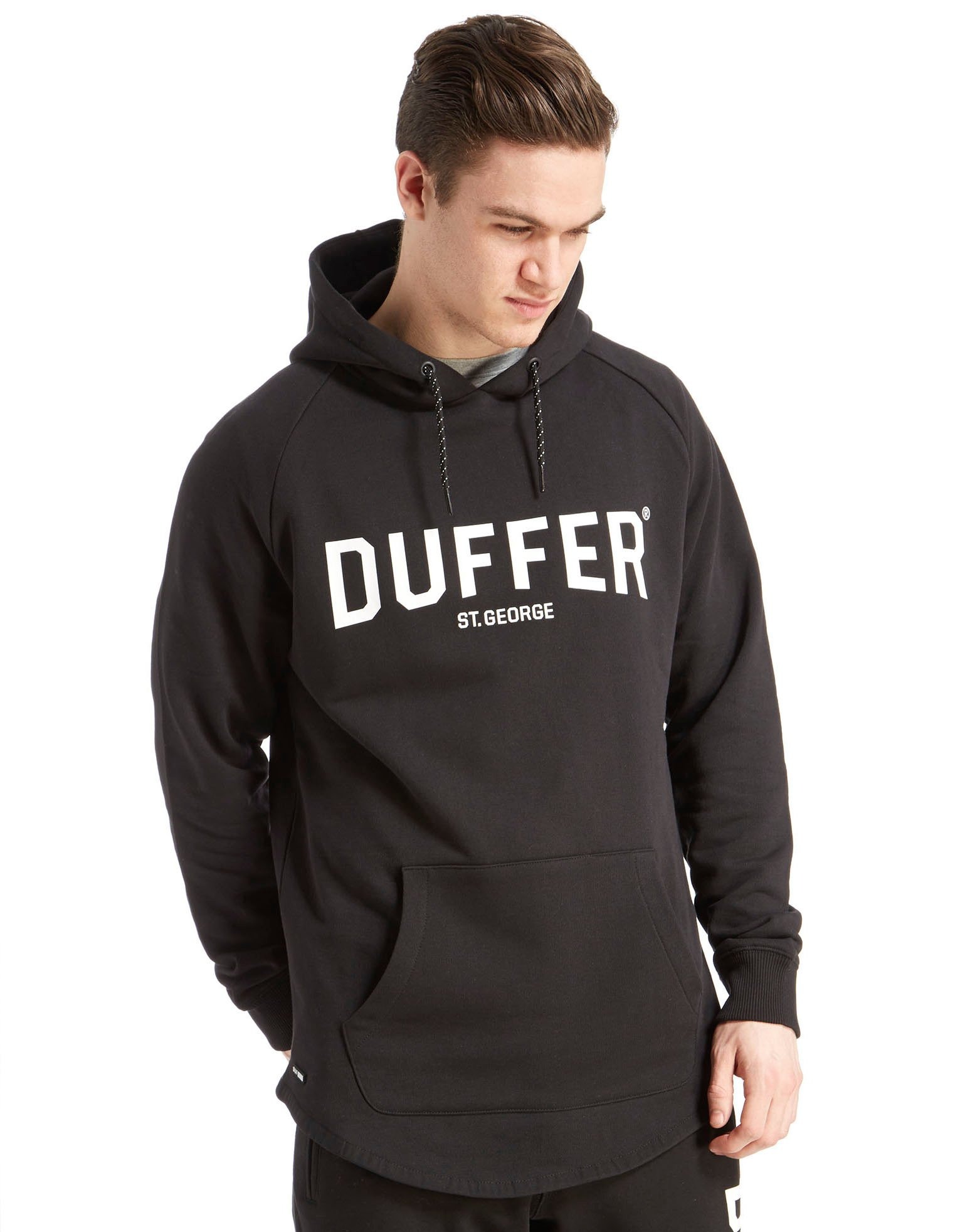 Zwart Duffer of St George Black Label Sigma Longline Hoody | JD Sports