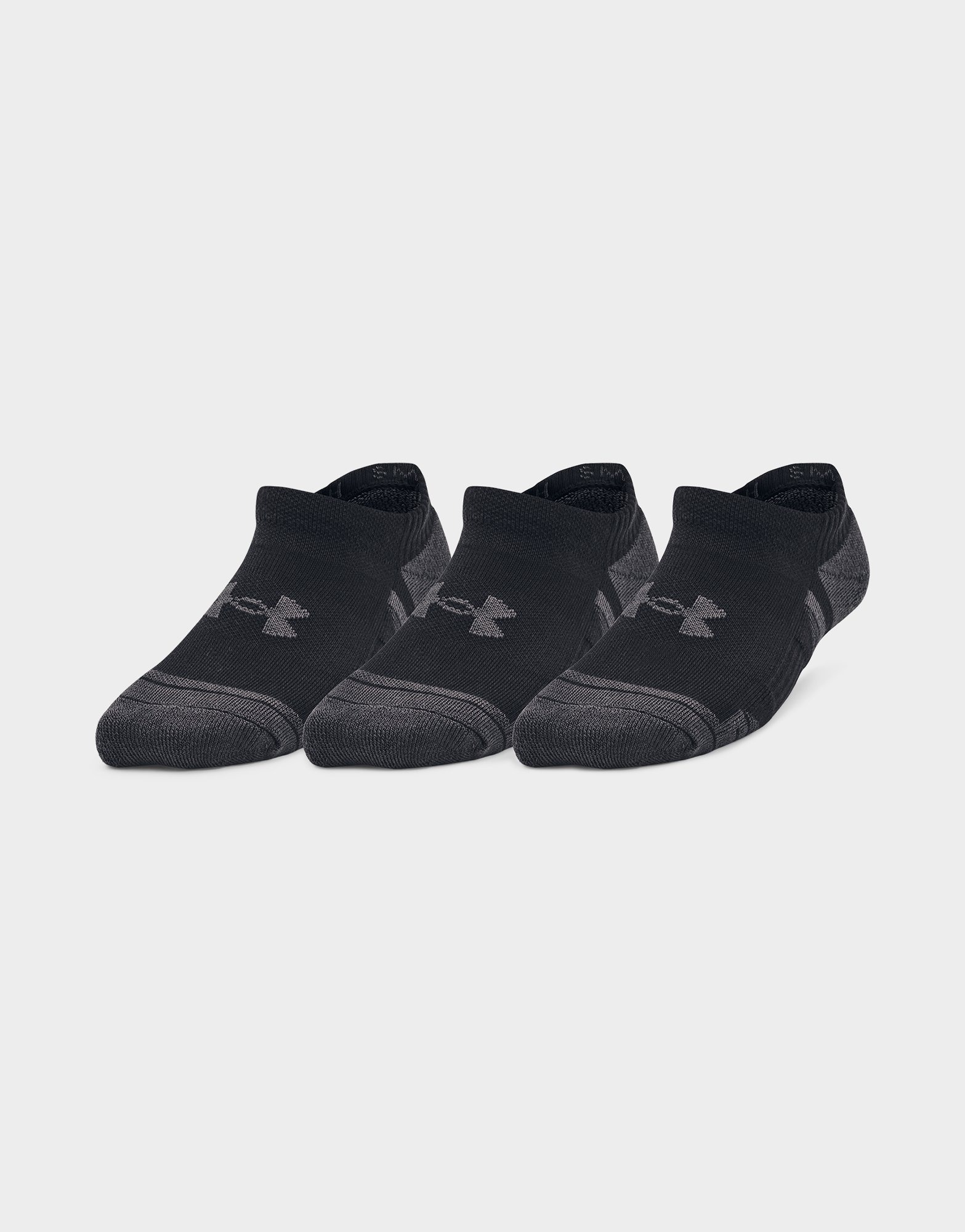 Black Under Armour Performance Tech Kids' 3-Pack No Show Socks | JD ...