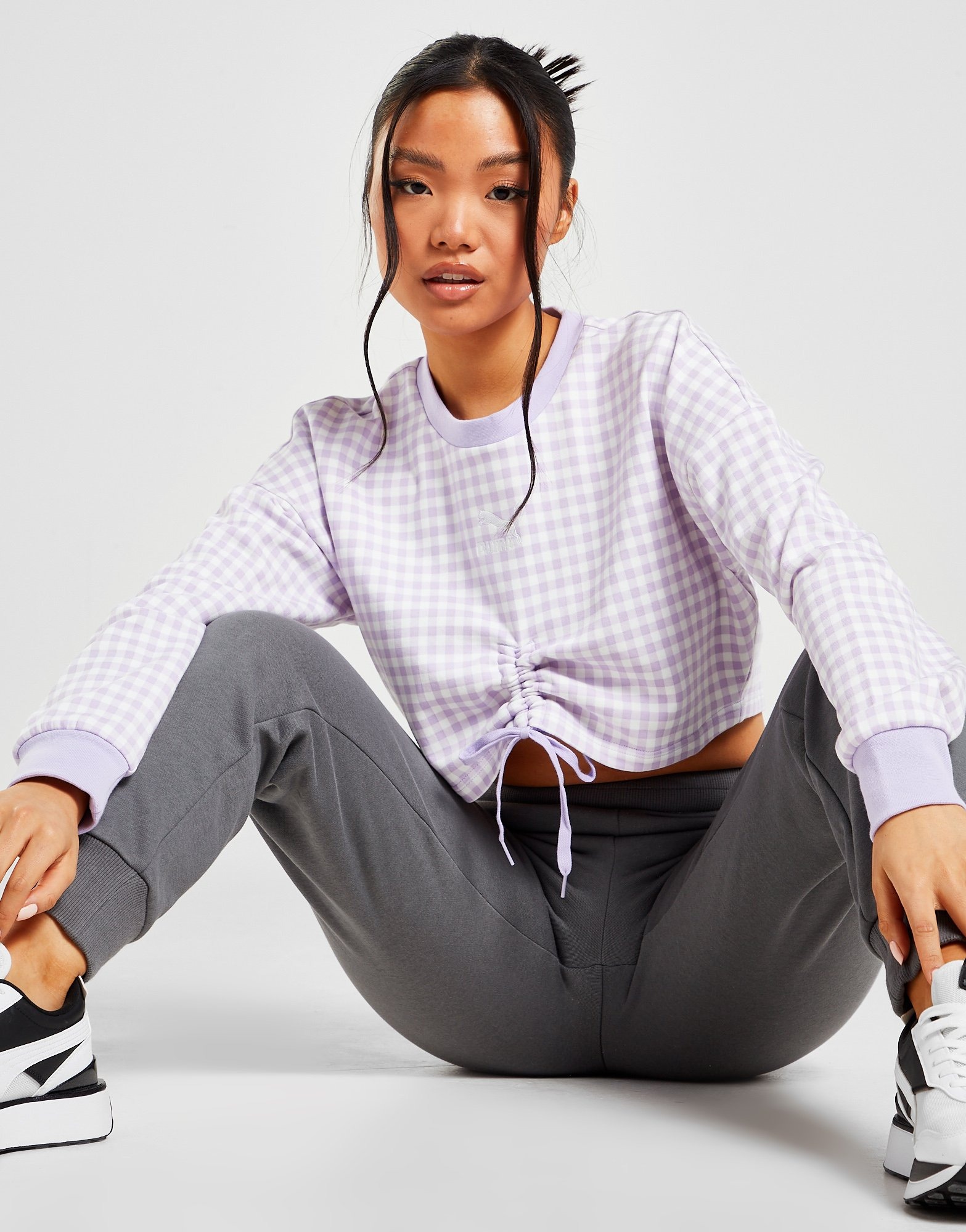 Purple PUMA Houndstooth Crew Sweatshirt - JD Sports