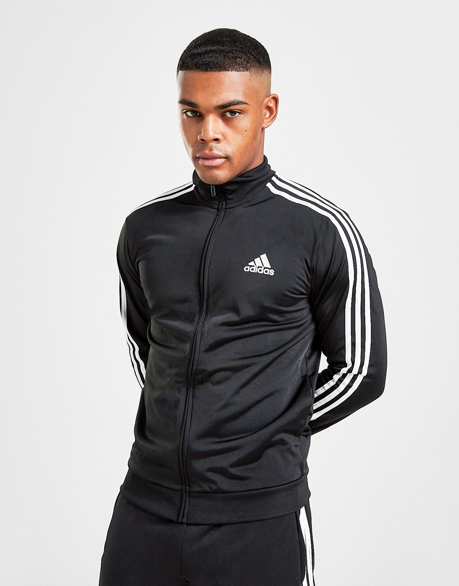 Black Adidas Badge Of Sport 3 Stripes Poly Track Top Jd Sports