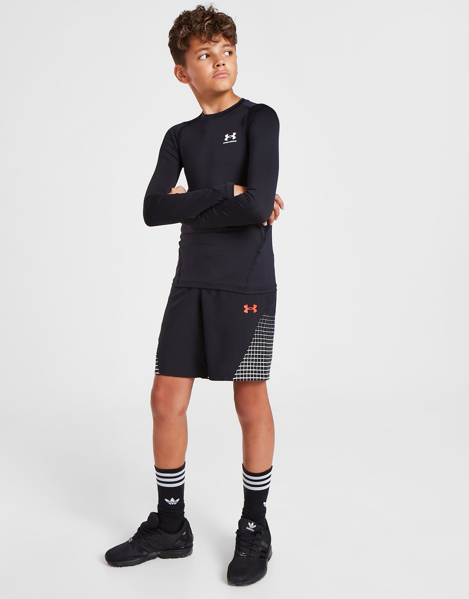 Zwart Under Armour HeatGear Armour Long Sleeve Top Junior - JD Sports ...