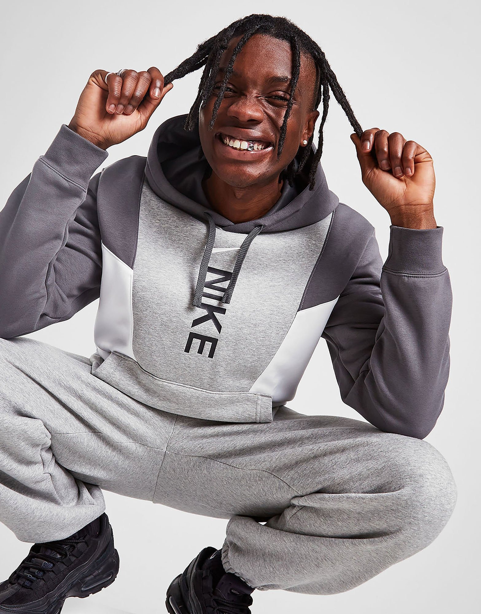 Grey Nike Hybrid Overhead Hoodie | JD Sports UK