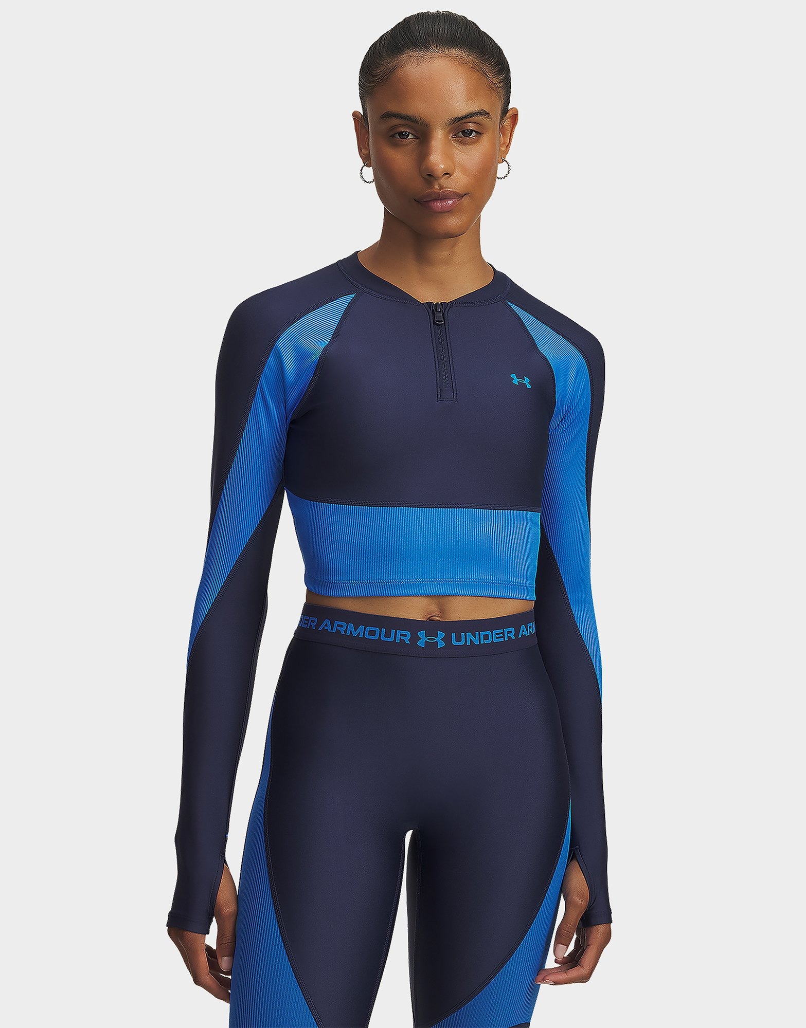 Blue Under Armour HeatGear Rib ¼ Zip | JD Sports UK