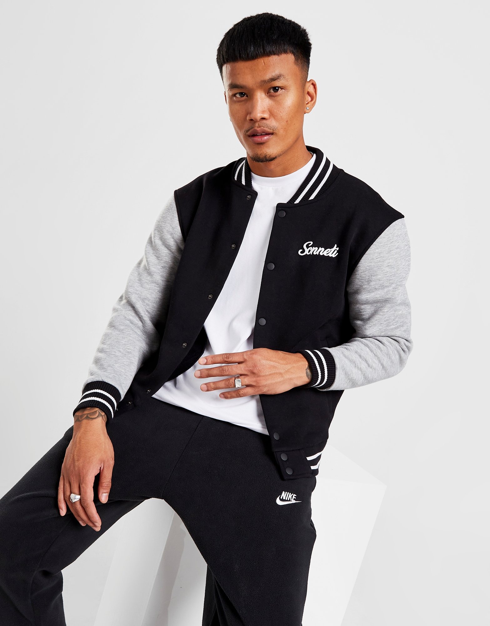 Black Sonneti Varsity Bomber Jacket | JD Sports Global