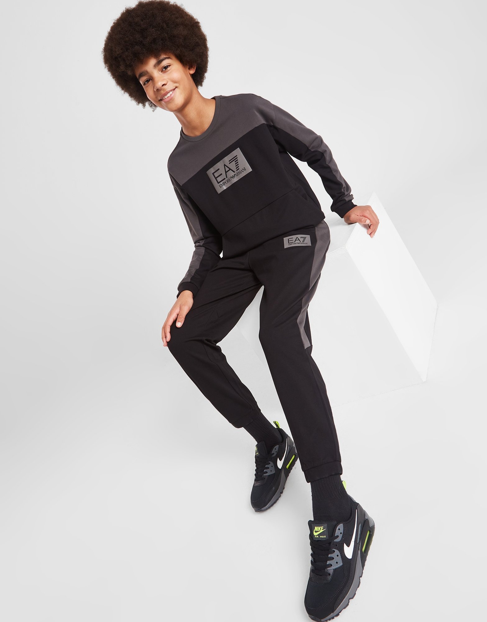 Black EA7 Emporio Armani Colour Block Joggers Junior - JD Sports NZ