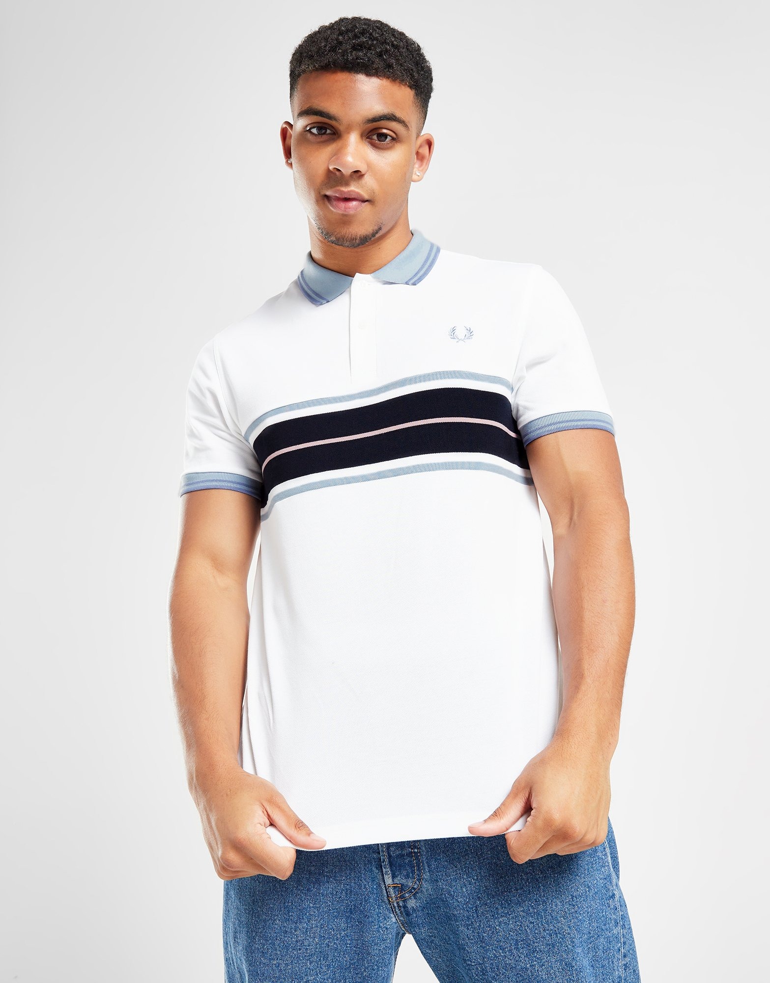 White Fred Perry Panel Polo Shirt | JD Sports Global