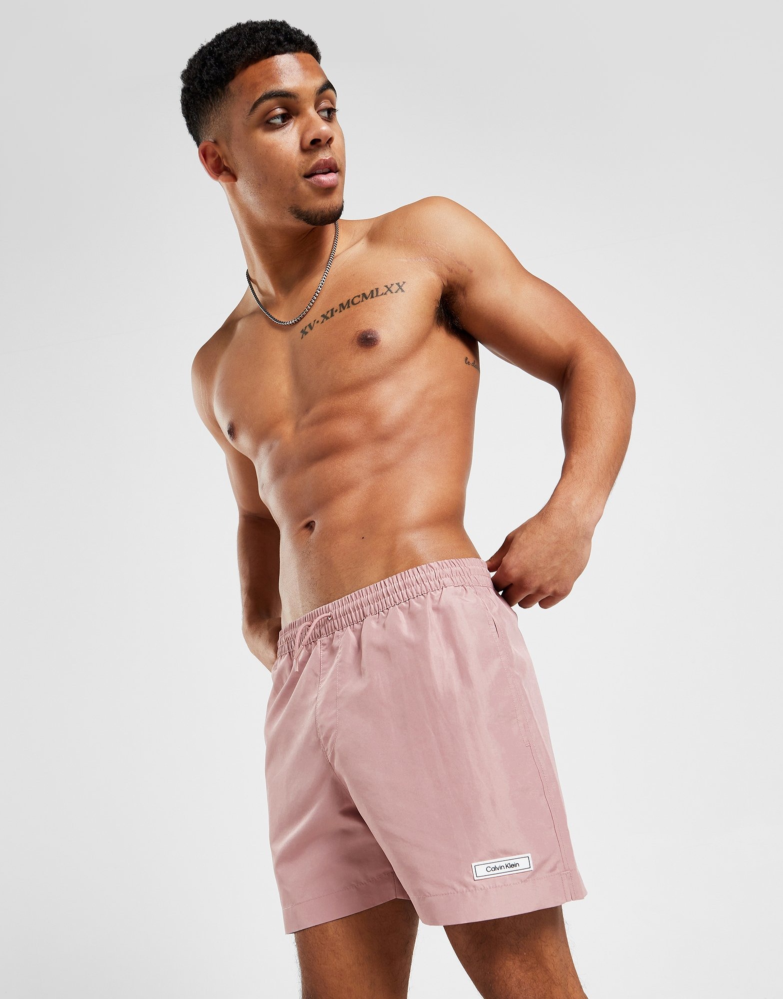 Pink Calvin Klein Swim Silicon Badge Swim Shorts | JD Sports
