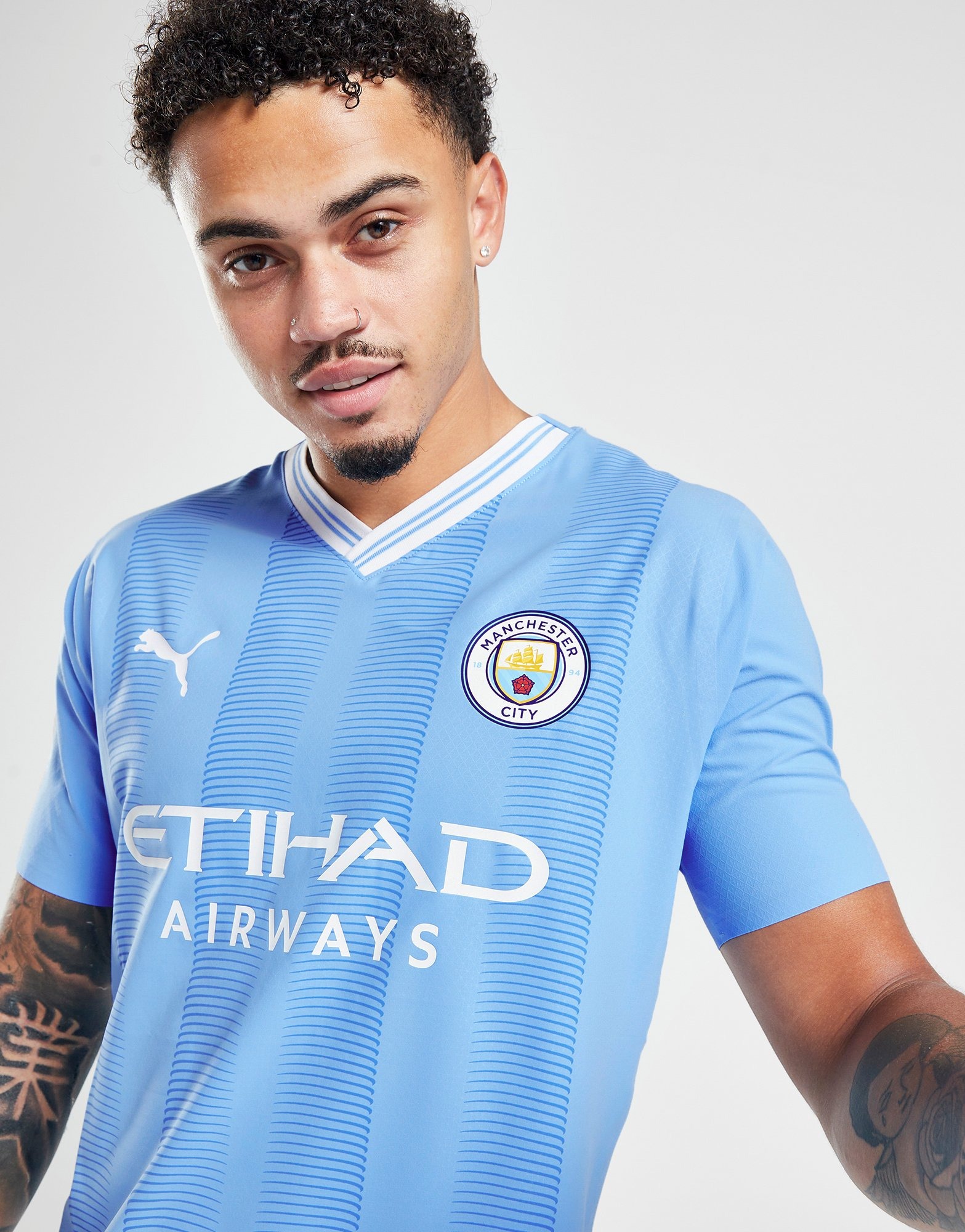 Blue PUMA Manchester City FC 2023 Authentic Home Shirt | JD Sports UK