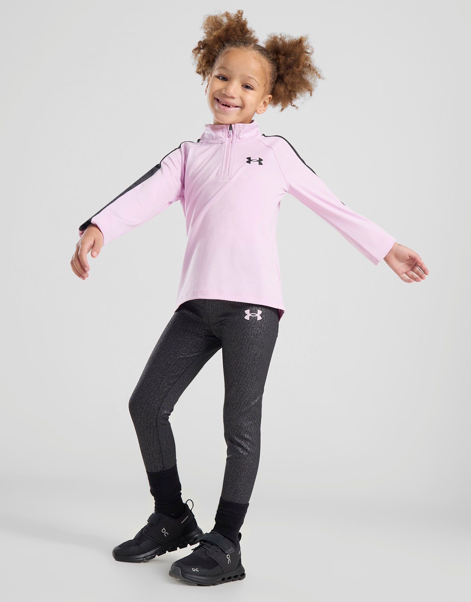 Pink Under Armour Girls' 1/4 Zip Top/Leggings Glitter Set Children - JD ...