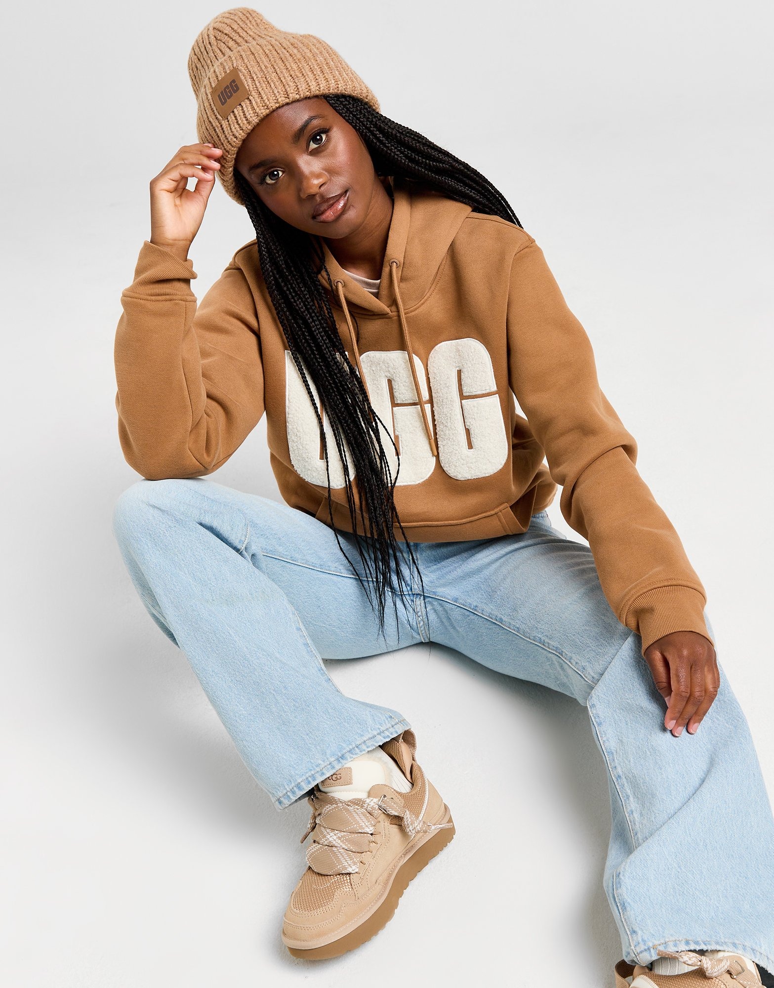 Brown UGG Airy Beanie Hat | JD Sports UK