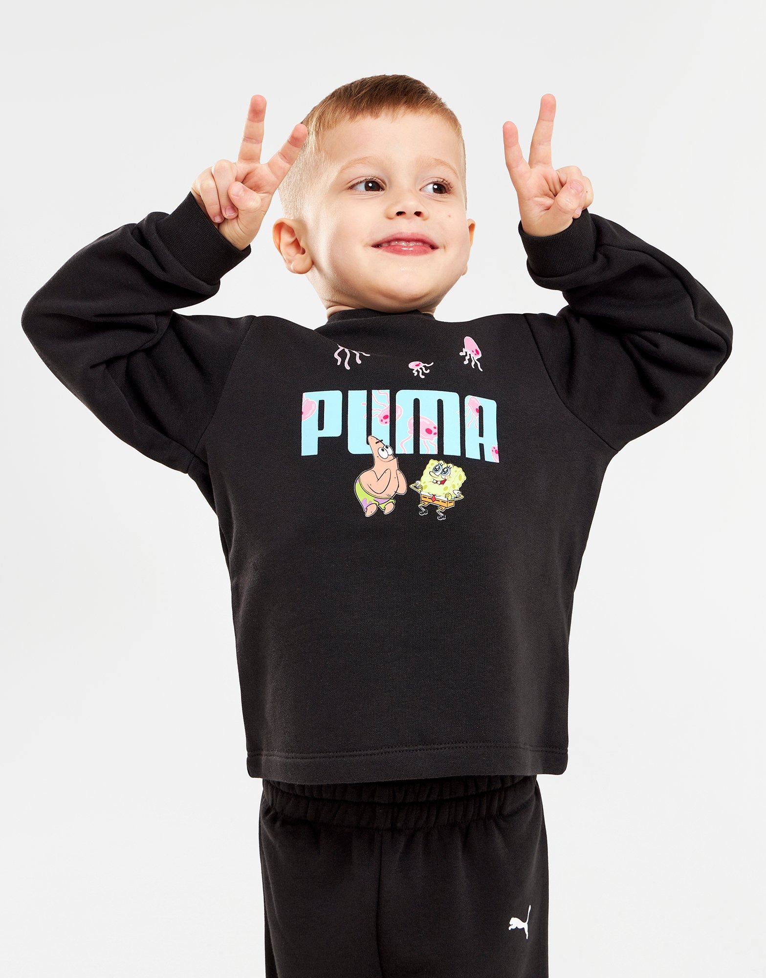 Black PUMA Spongebob Squarepants Crew Tracksuit Children's - JD Sports