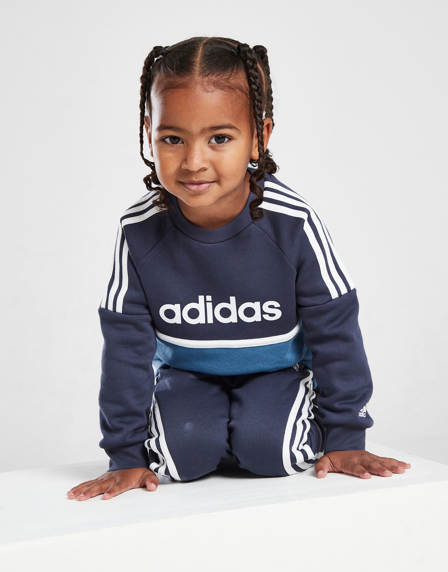 Green Adidas Linear Colour Block Crew Tracksuit Infant Jd Sports Global