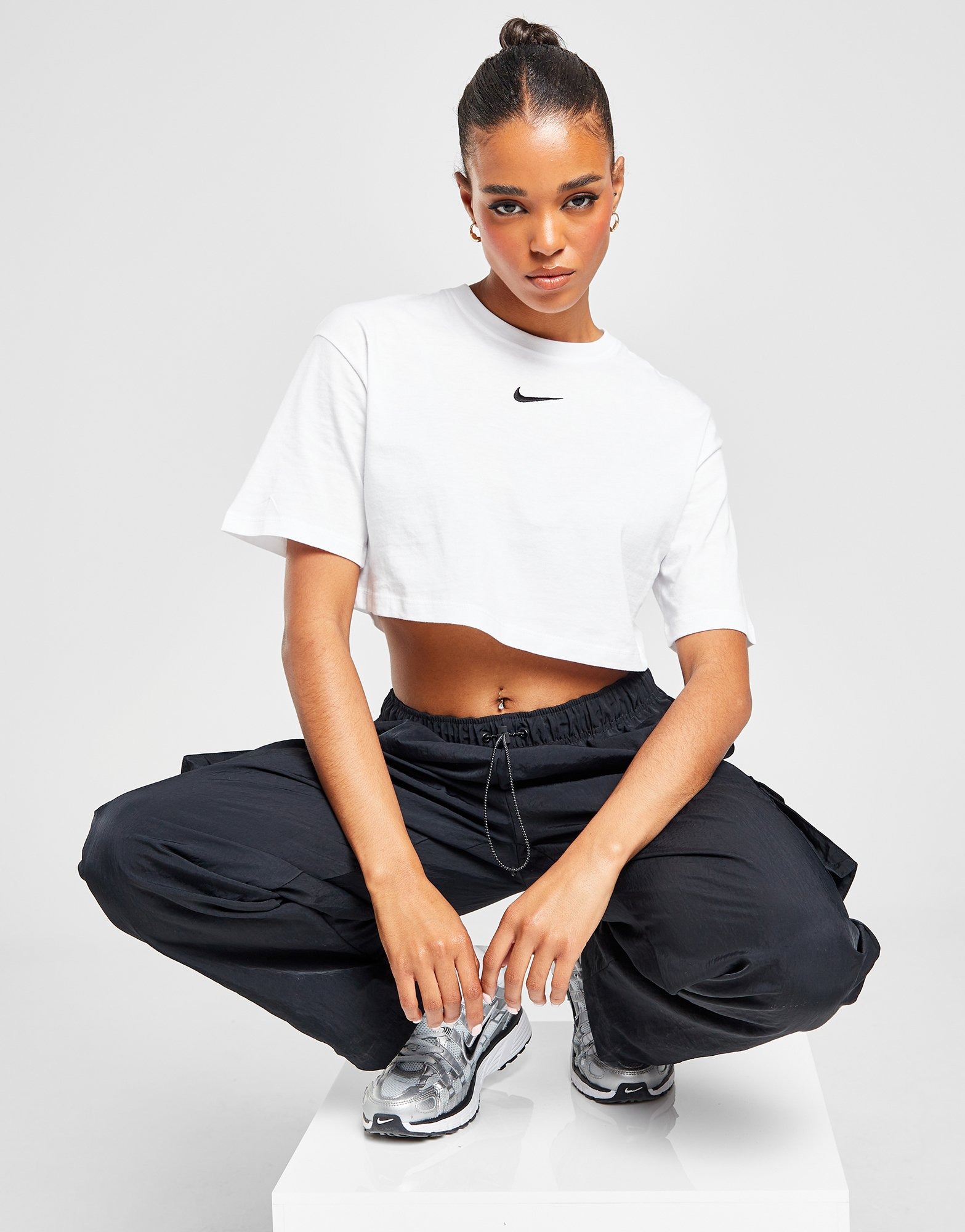 White Nike Swoosh Crop Top Jd Sports