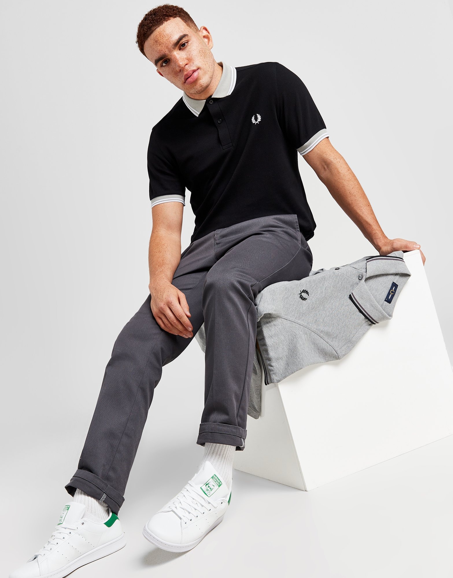 Black Fred Perry Contrast Collar Badge Polo Shirt | JD Sports UK