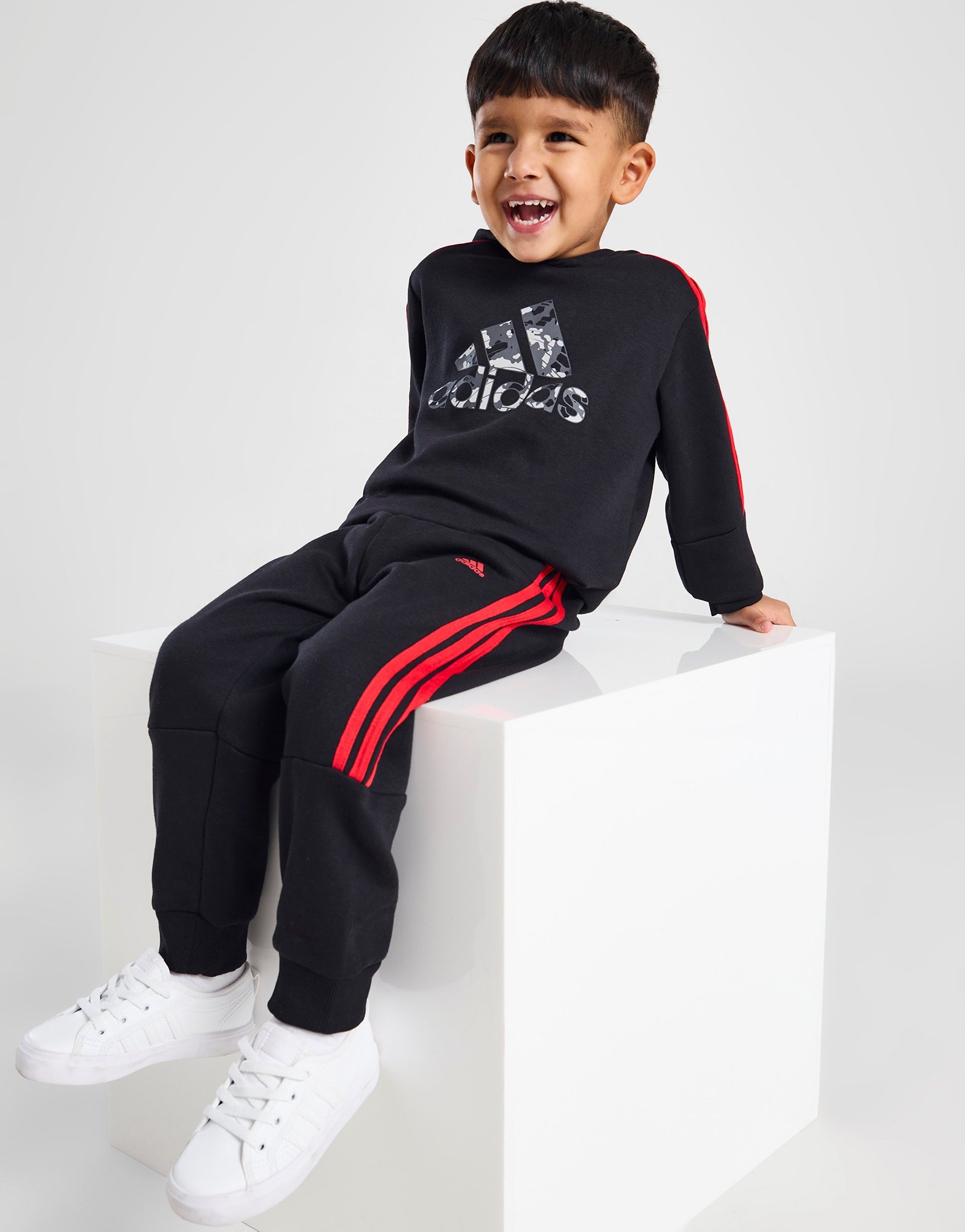 Black Adidas Badge Of Sport Camo Infill Tracksuit Infant Jd Sports