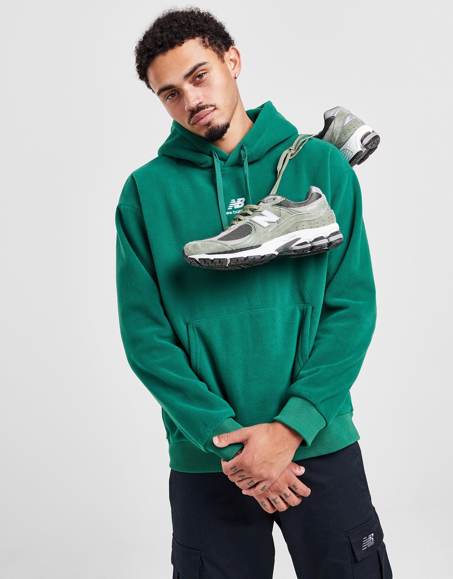 New Balance Felpa Con Cappuccio Polar Overhead In Verde Jd Sports