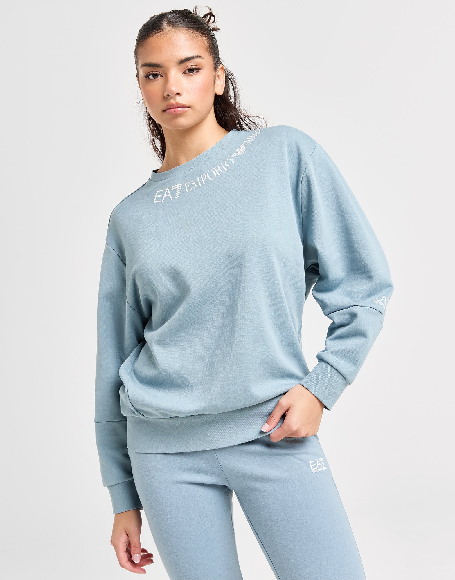 Blue EA7 Emporio Armani Logo Crew Sweatshirt - JD Sports Global