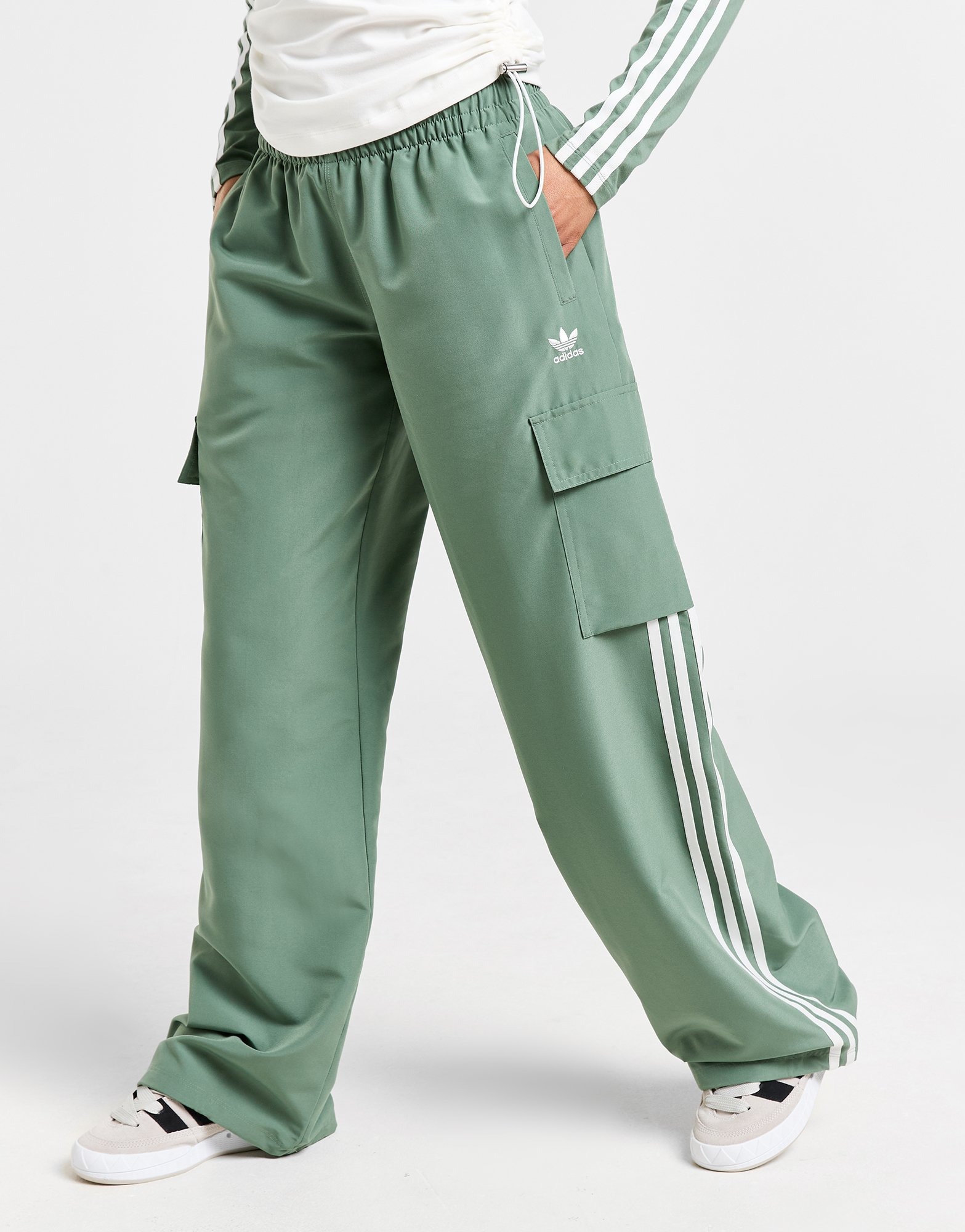 Trace Green adidas Originals 3-Stripes Wide Leg Cargo Pants | JD Sports