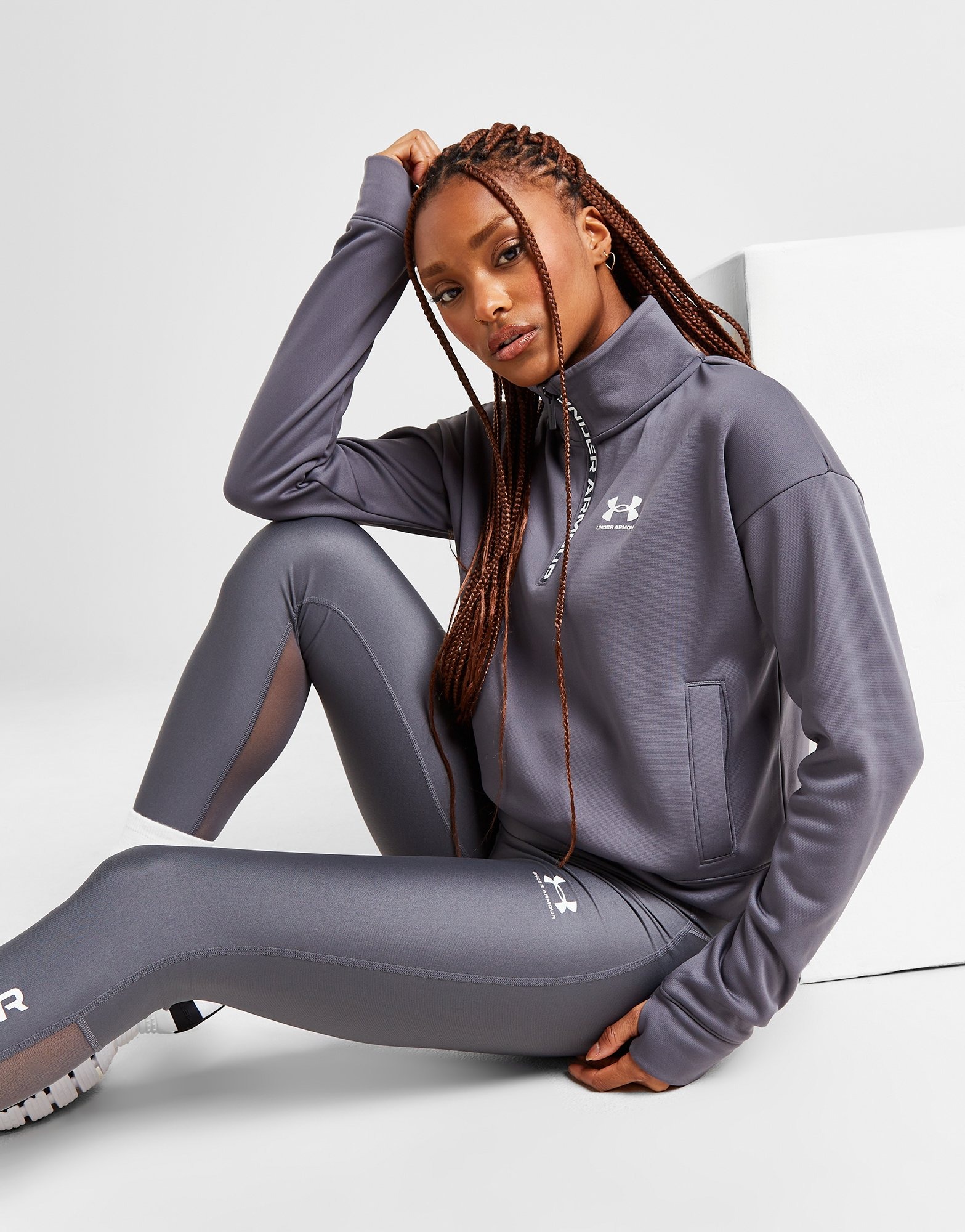 Grey Under Armour Ua Armour Fleece 14 Zip Top Jd Sports