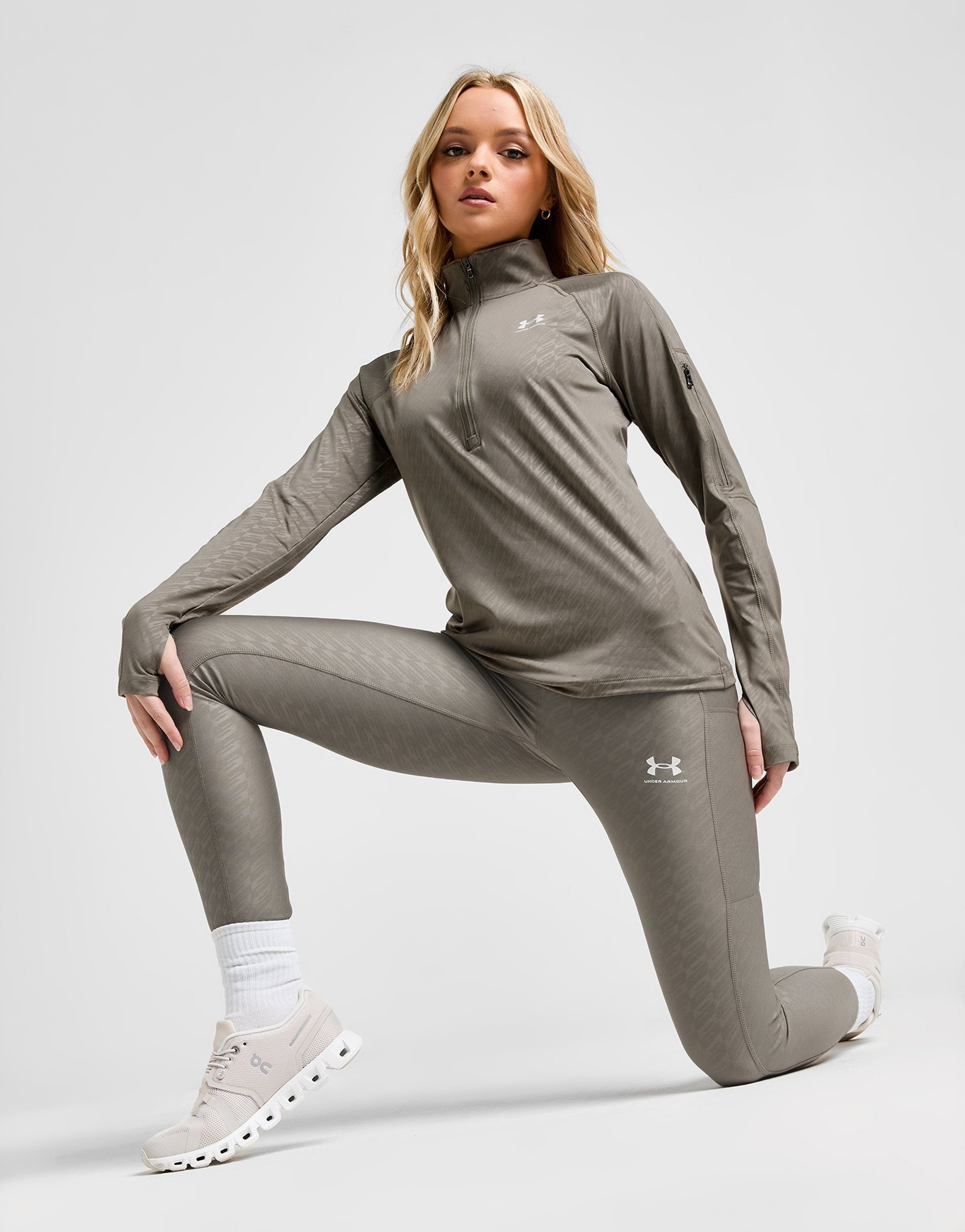 Brown Under Armour Emboss All Over Print Tights Jd Sports Uk
