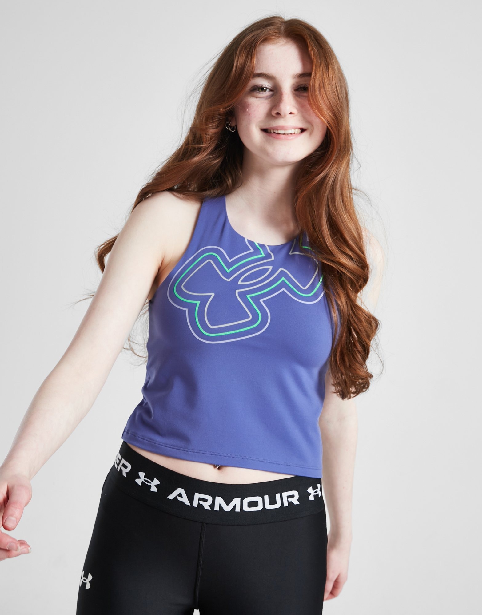 Blue Under Armour Girls' Motion Branded Crop Tank Top Junior | JD Sports