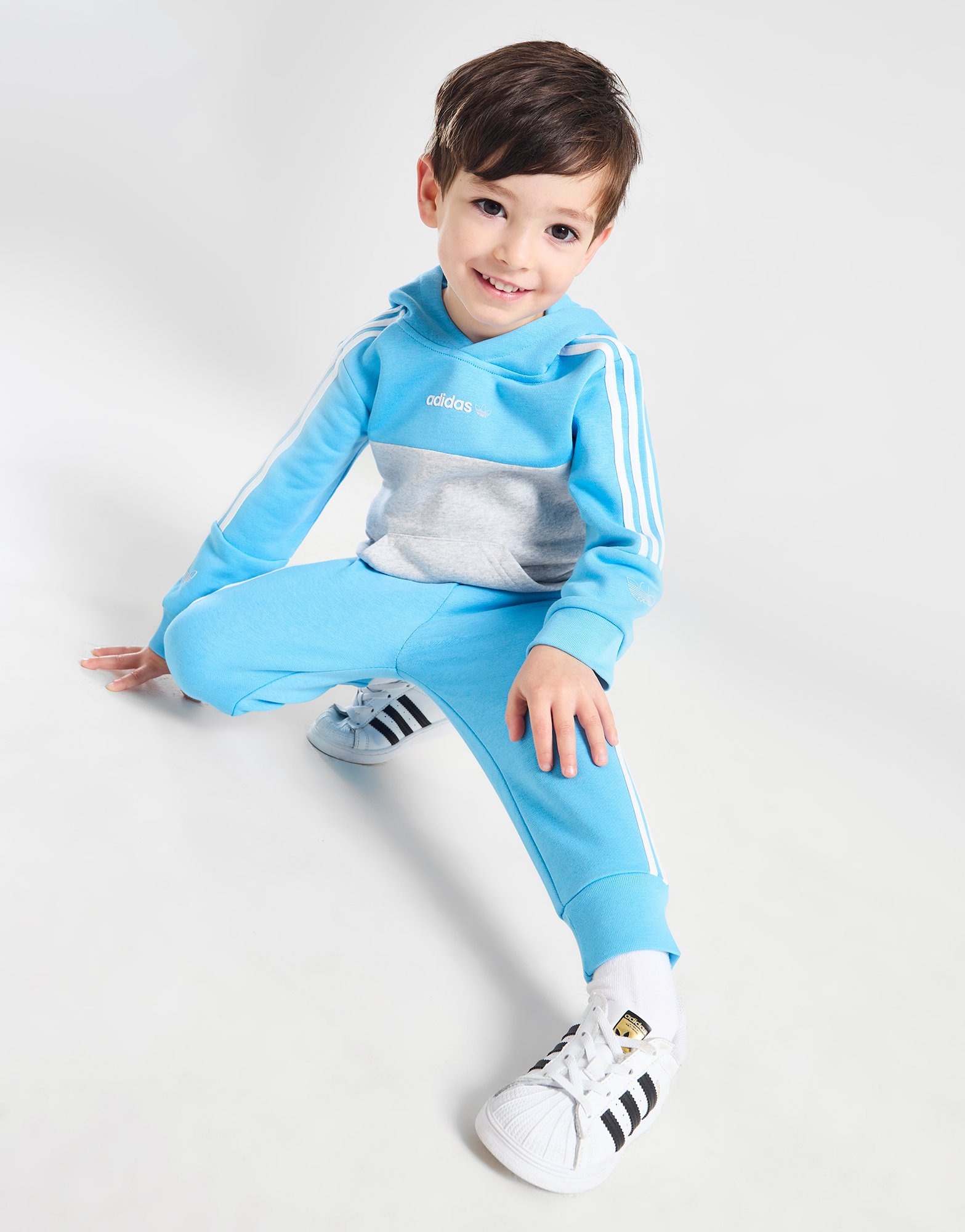 Blue Adidas Originals Colour Block Overhead Trefoil Tracksuit Infant