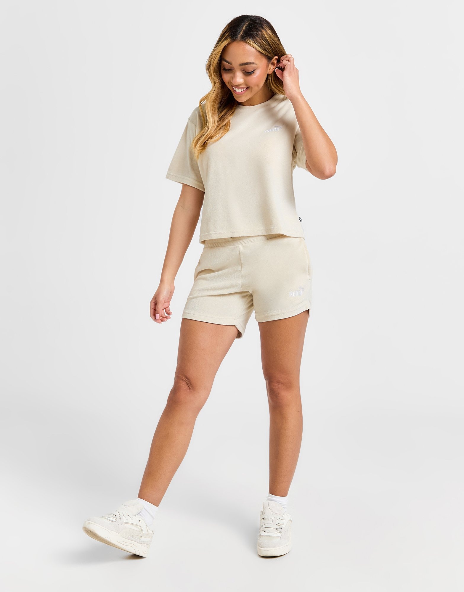 Brown Puma Knit Crop Shorts - JD Sports