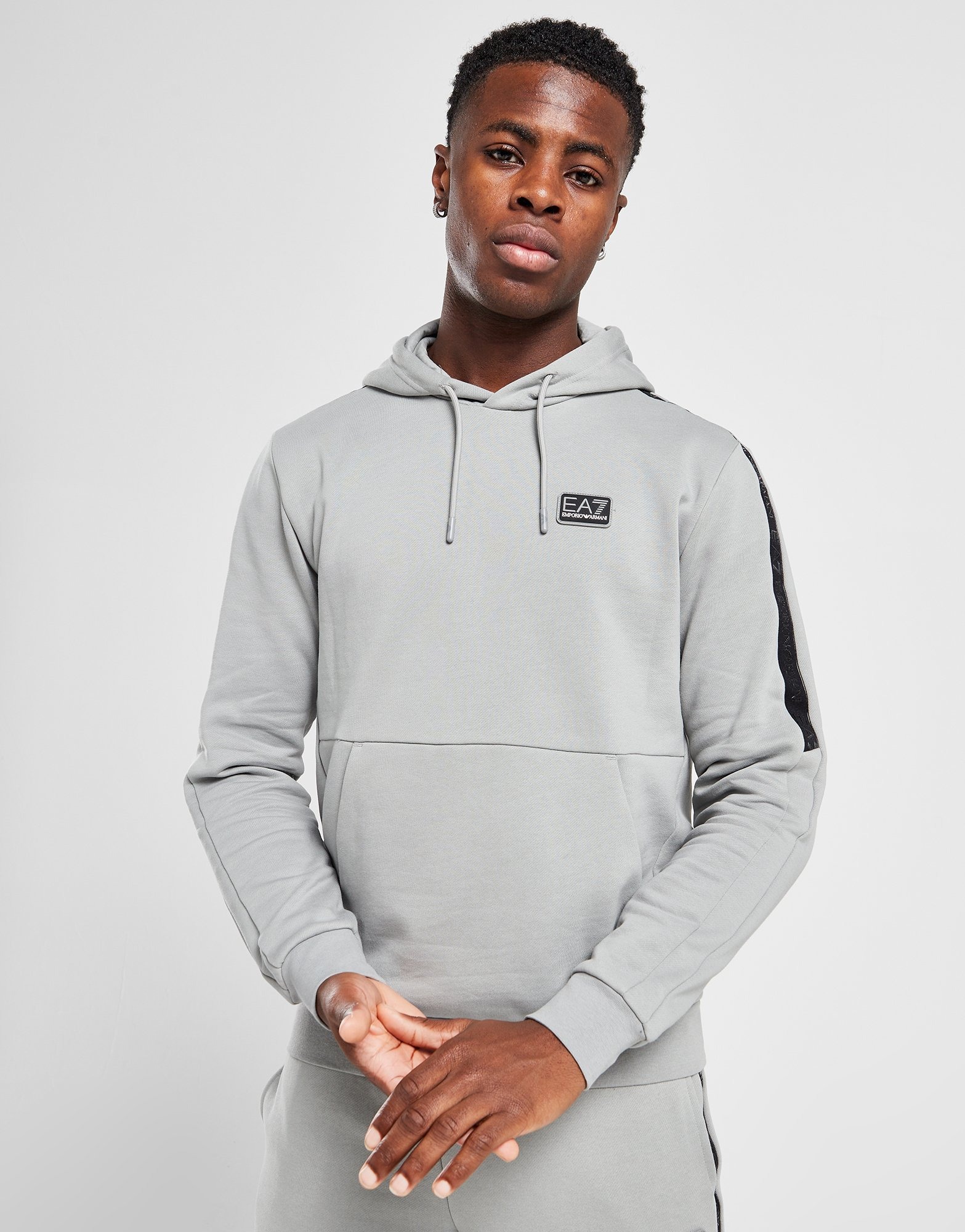 Grey Emporio Armani EA7 Tape Overhead Hoodie | JD Sports