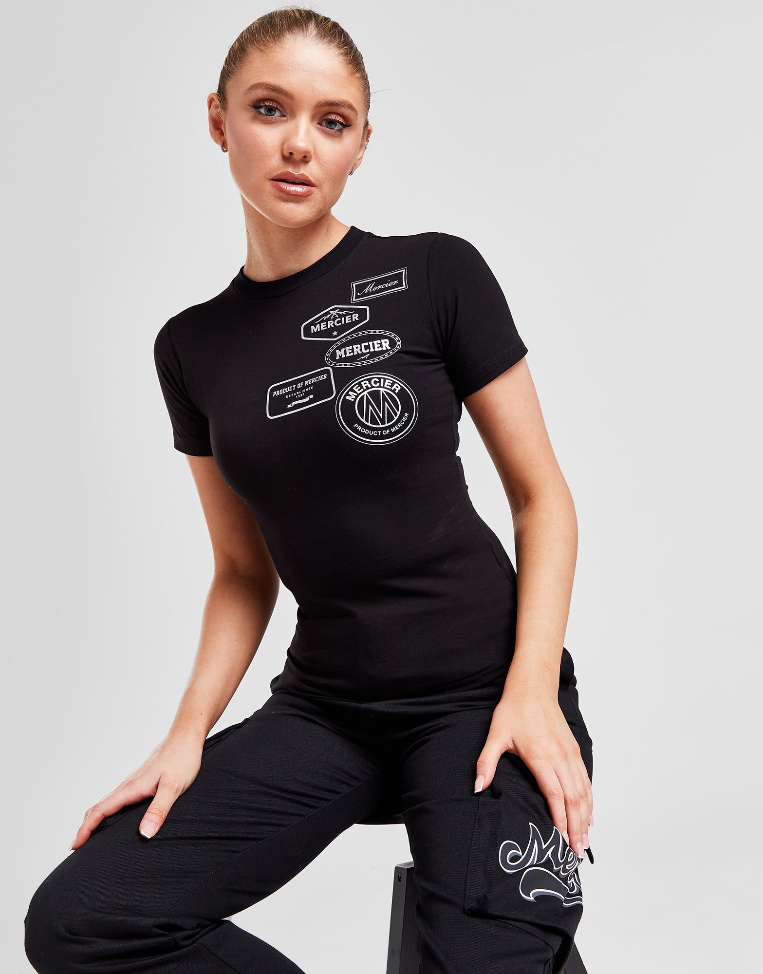 MERCIER Slim Metallic T-Shirt in Nero | JD Sports