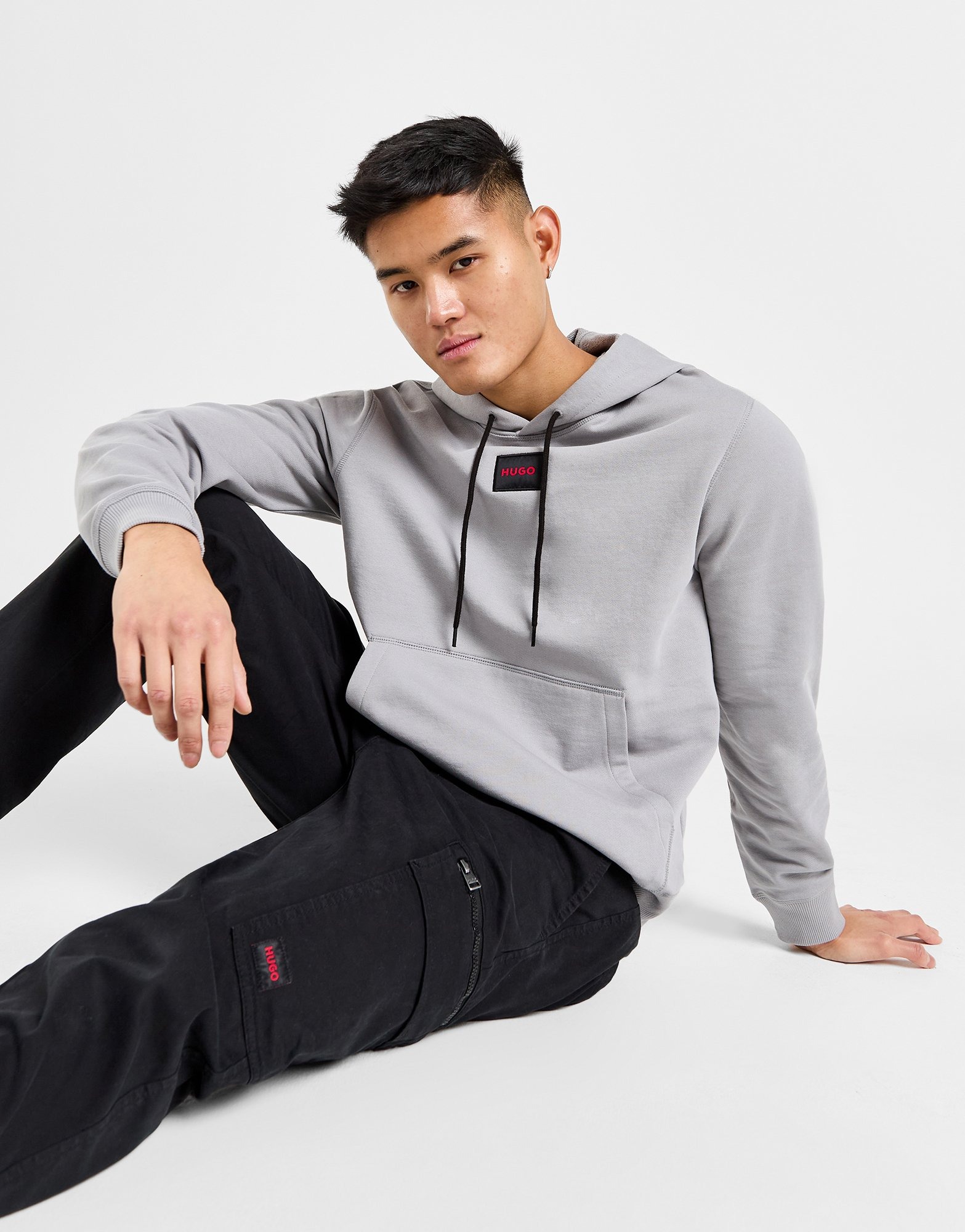 Grå HUGO Badge Overhead Hættetrøje Herre - JD Sports Danmark