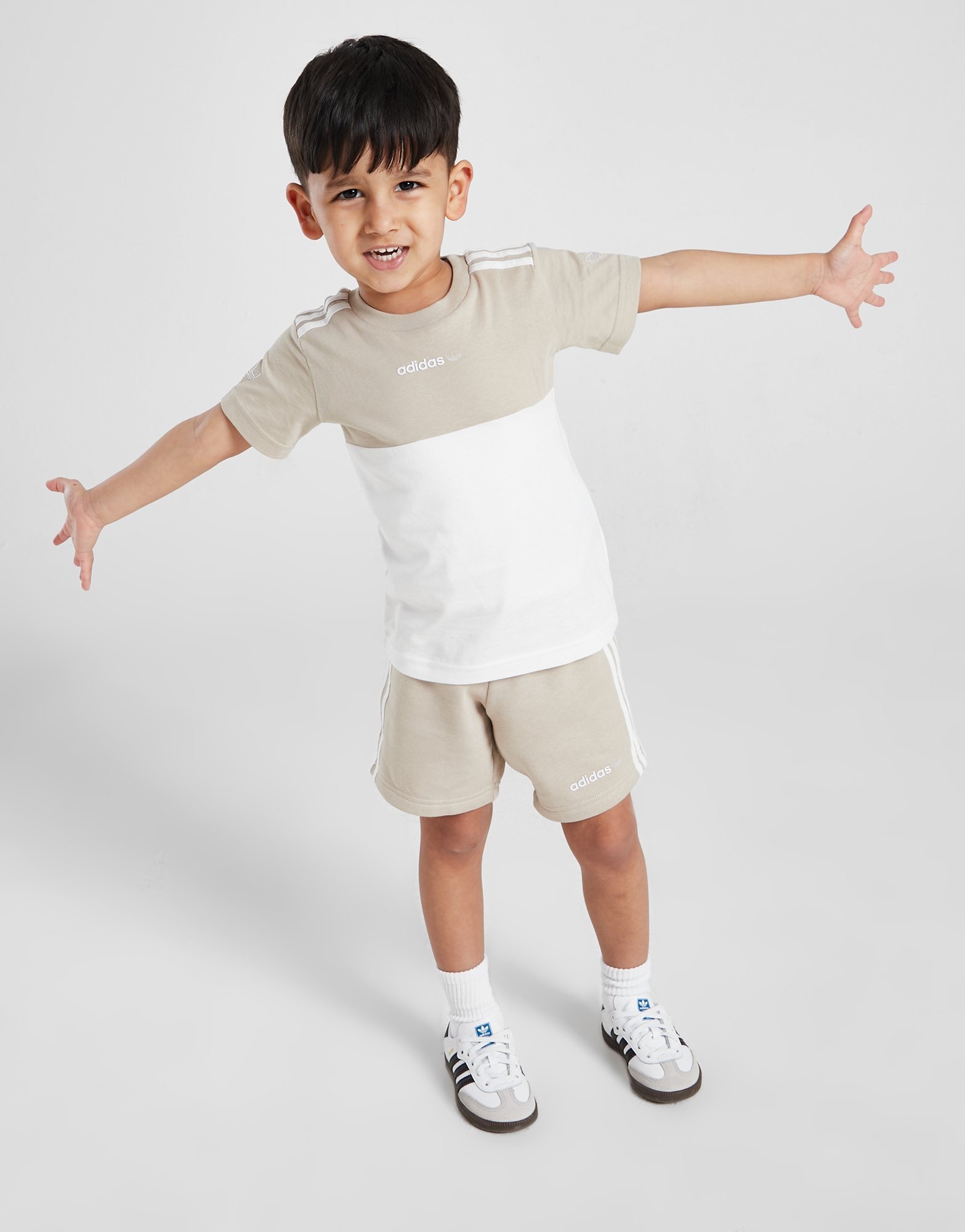 Brown adidas Originals Colour Block T-Shirt/Shorts Set Infant - JD ...
