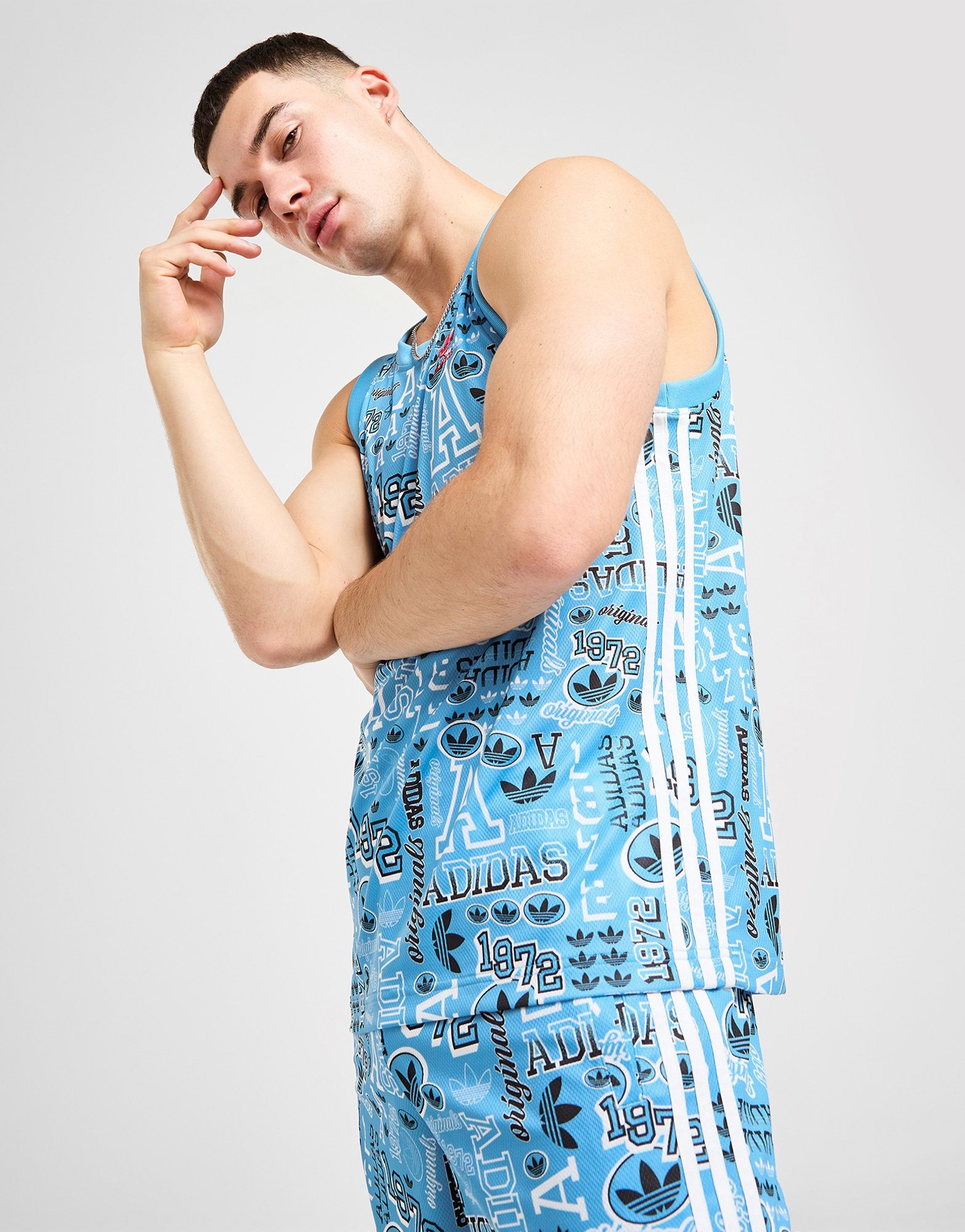 Blue adidas Originals Sticker Basketball Vest | JD Sports
