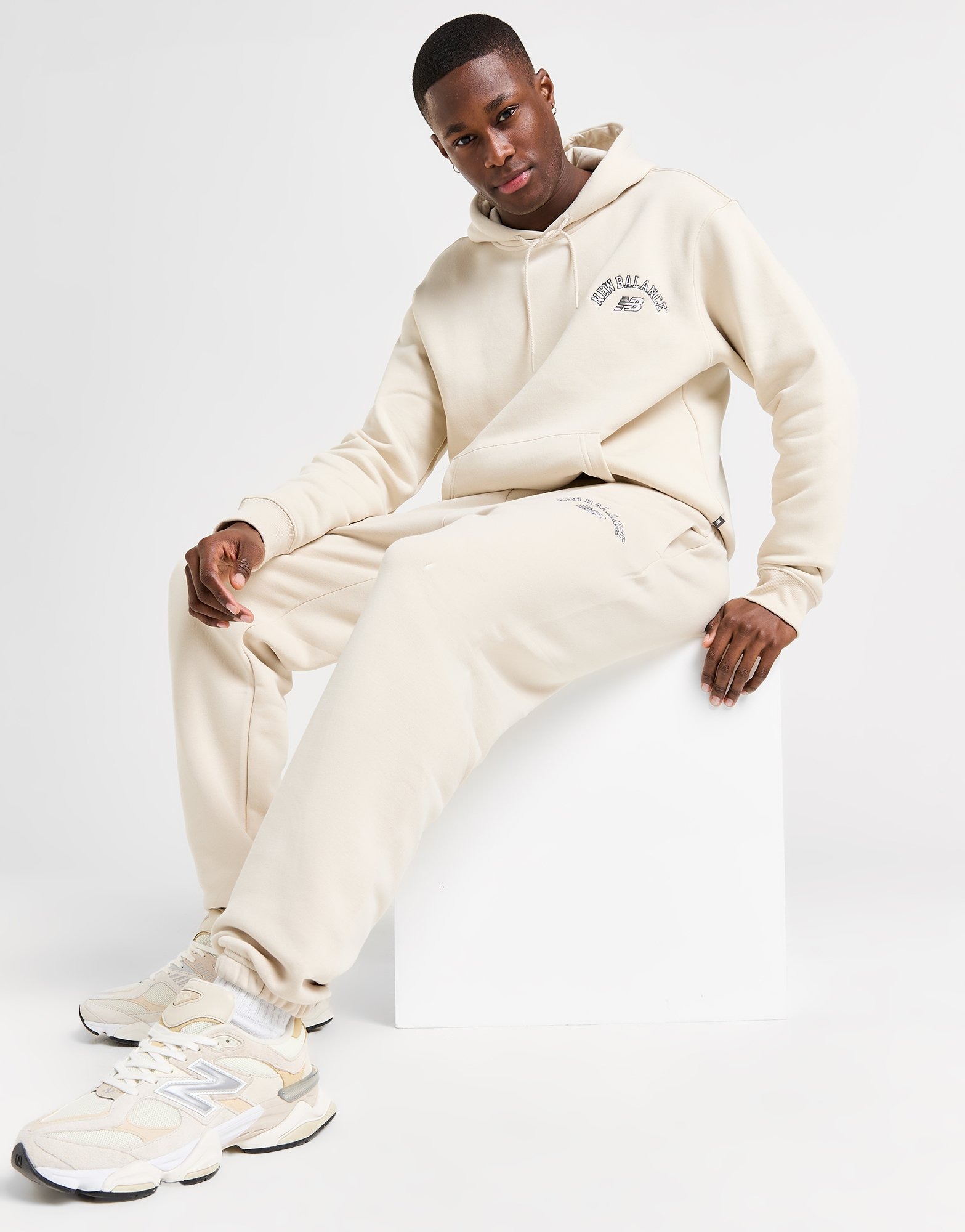 New Balance Fleece Joggers In Beige Jd Sports